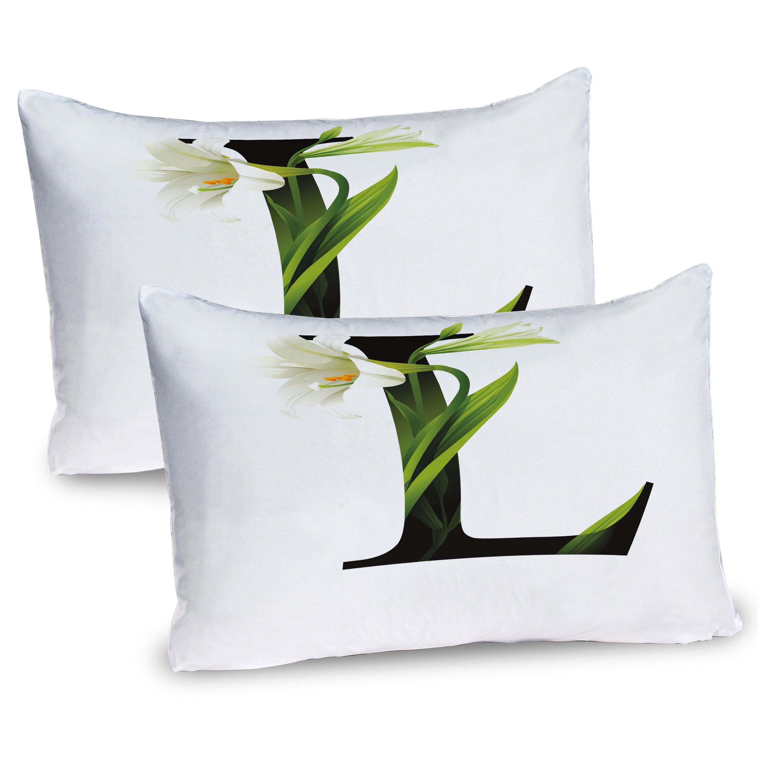Ambesonne Letter L Pillow Sham 2 Pack, ABC Concept Lily and L, 30"x20 ...