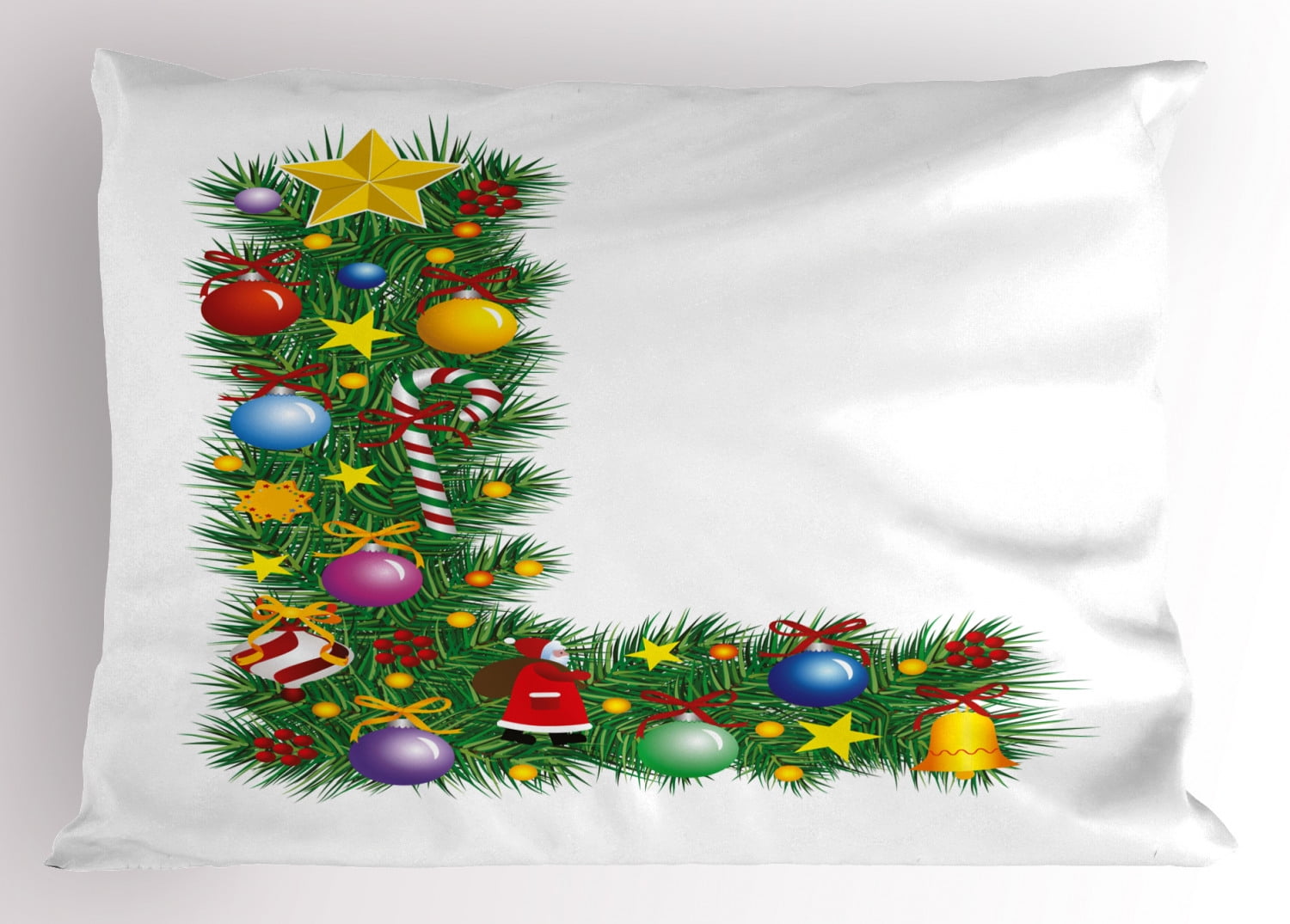 Ambesonne Letter L Pillow Sham, Pine Tree Majuscule L, 26" X 20 ...