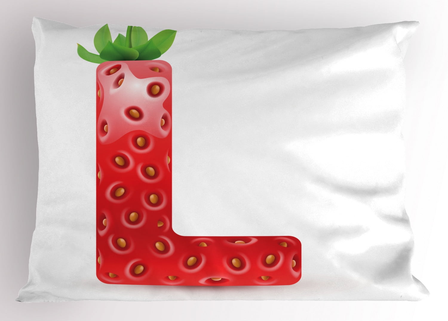 Ambesonne Letter L Pillow Sham, Ripe Strawberry Letter, 26" X 20 ...