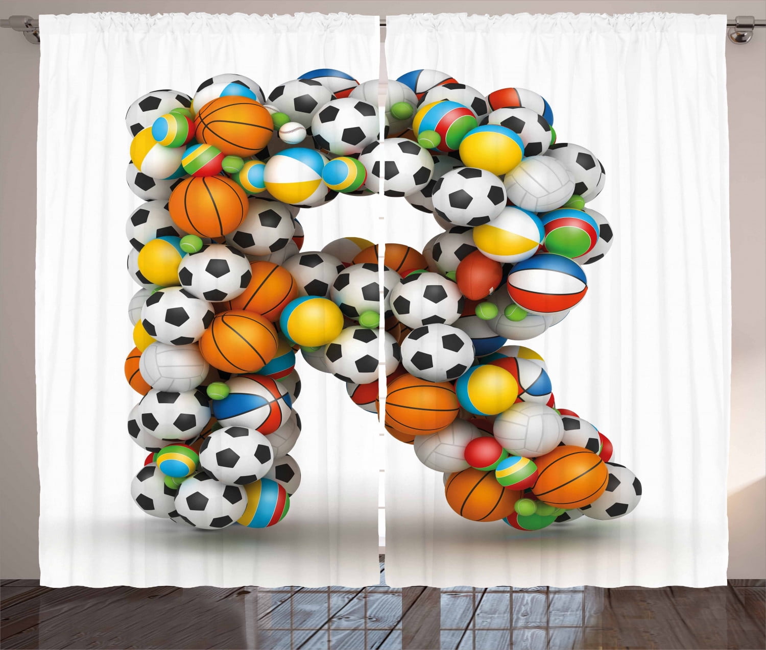 Ambesonne Letter R Curtains 2 Panel Set, Language of the Game, 108" x ...