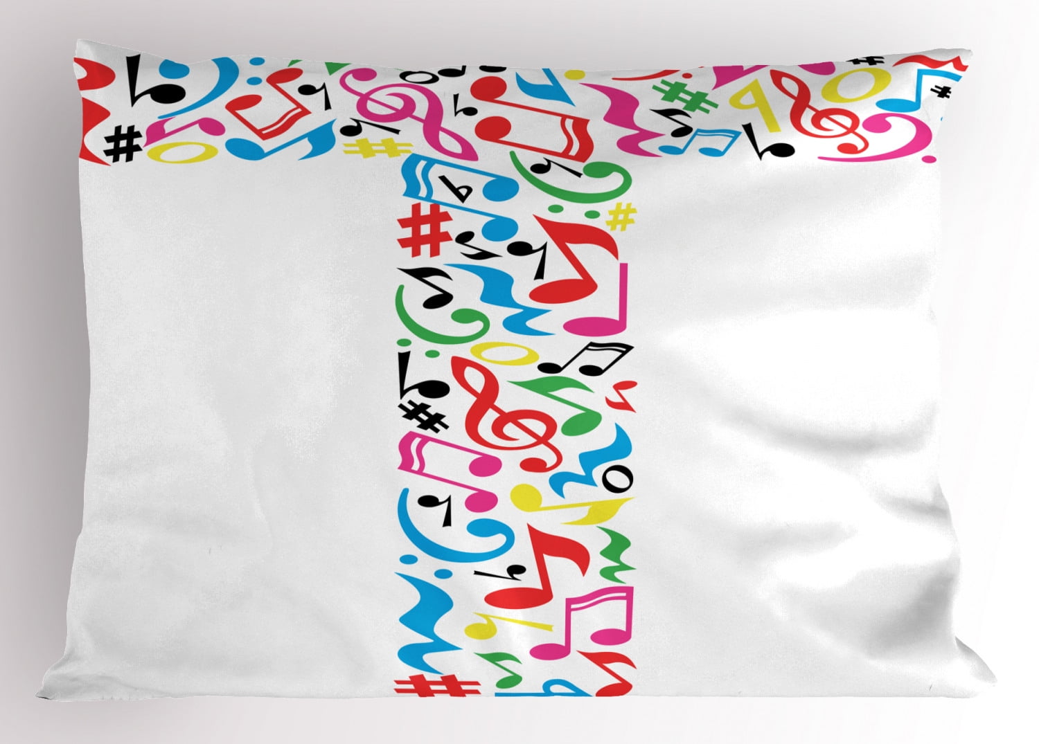Ambesonne Letter T Pillow Sham, Uppercase Musical Art, 26" X 20 ...