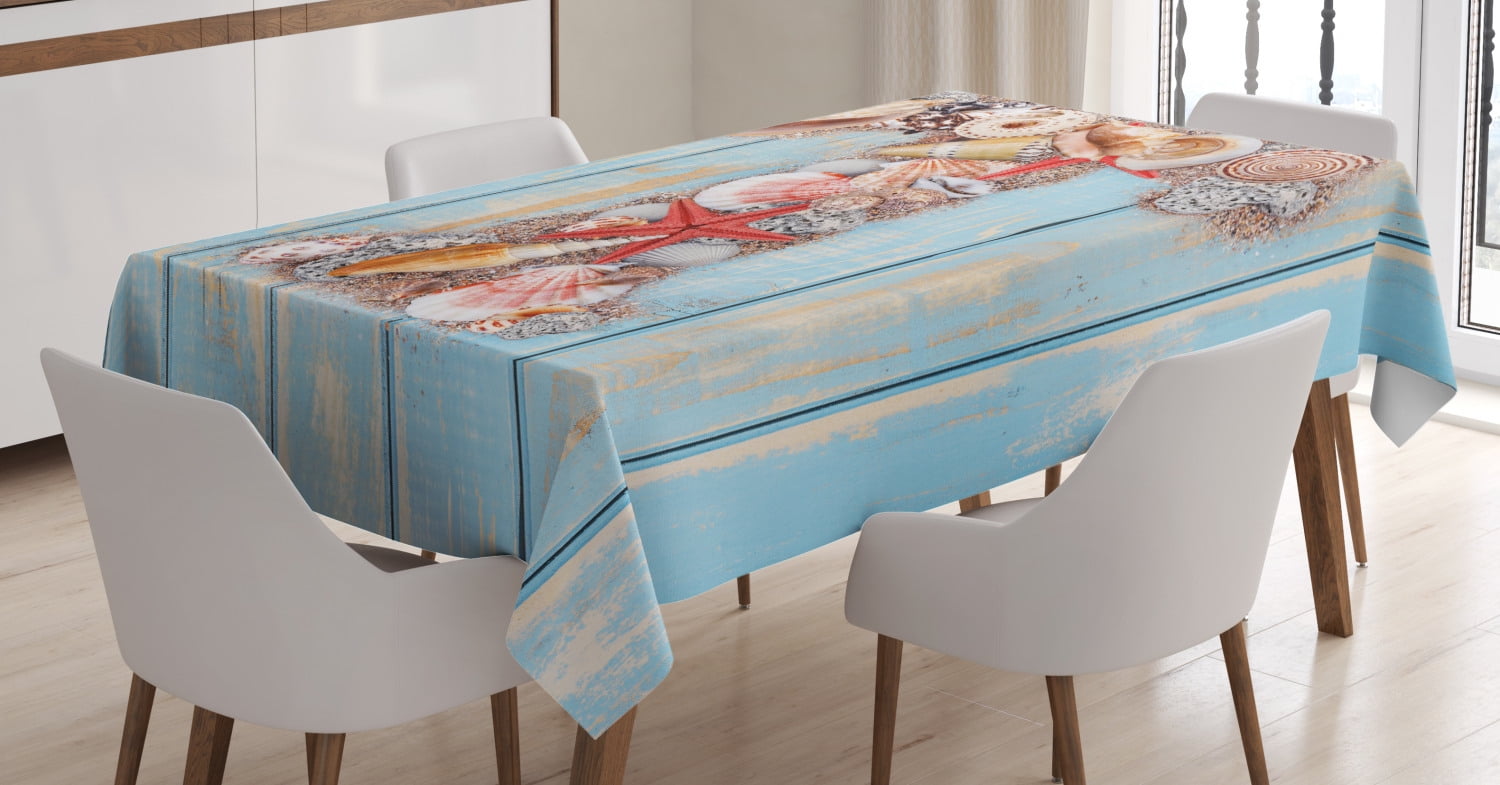 Ambesonne Letter T Tablecloth Rectangular Table Cover, Marine T ...