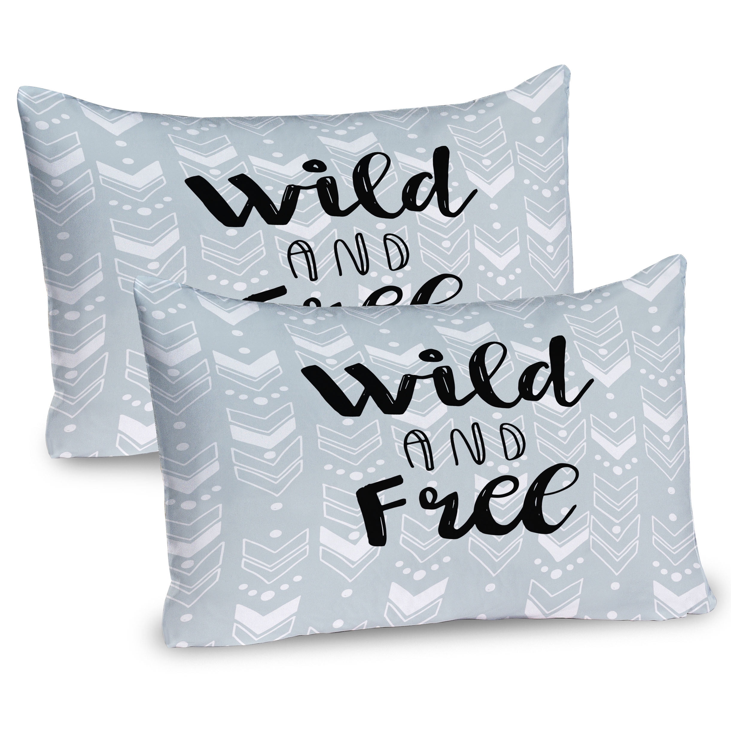 Ambesonne Lettering Pillow Sham 2 Pack, Wild and Free Typography, 26 ...