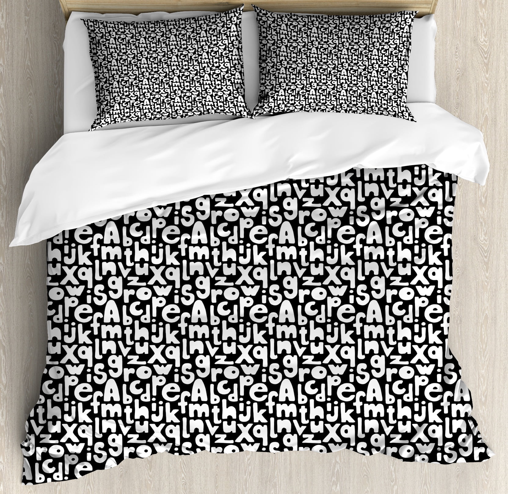 Ambesonne Letters Duvet Cover Sets, Cartoon Hand Drawn Alphabet, 2-King ...