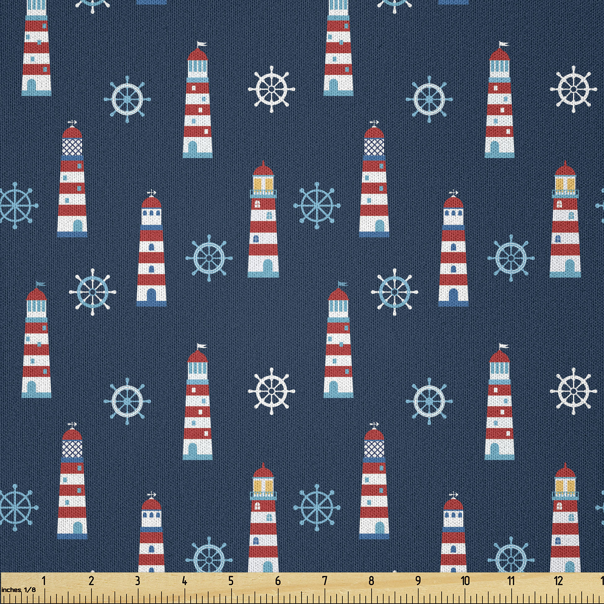 Ambesonne Lighthouse Fabric by the Yard Microfiber, Abstract Aqua ...
