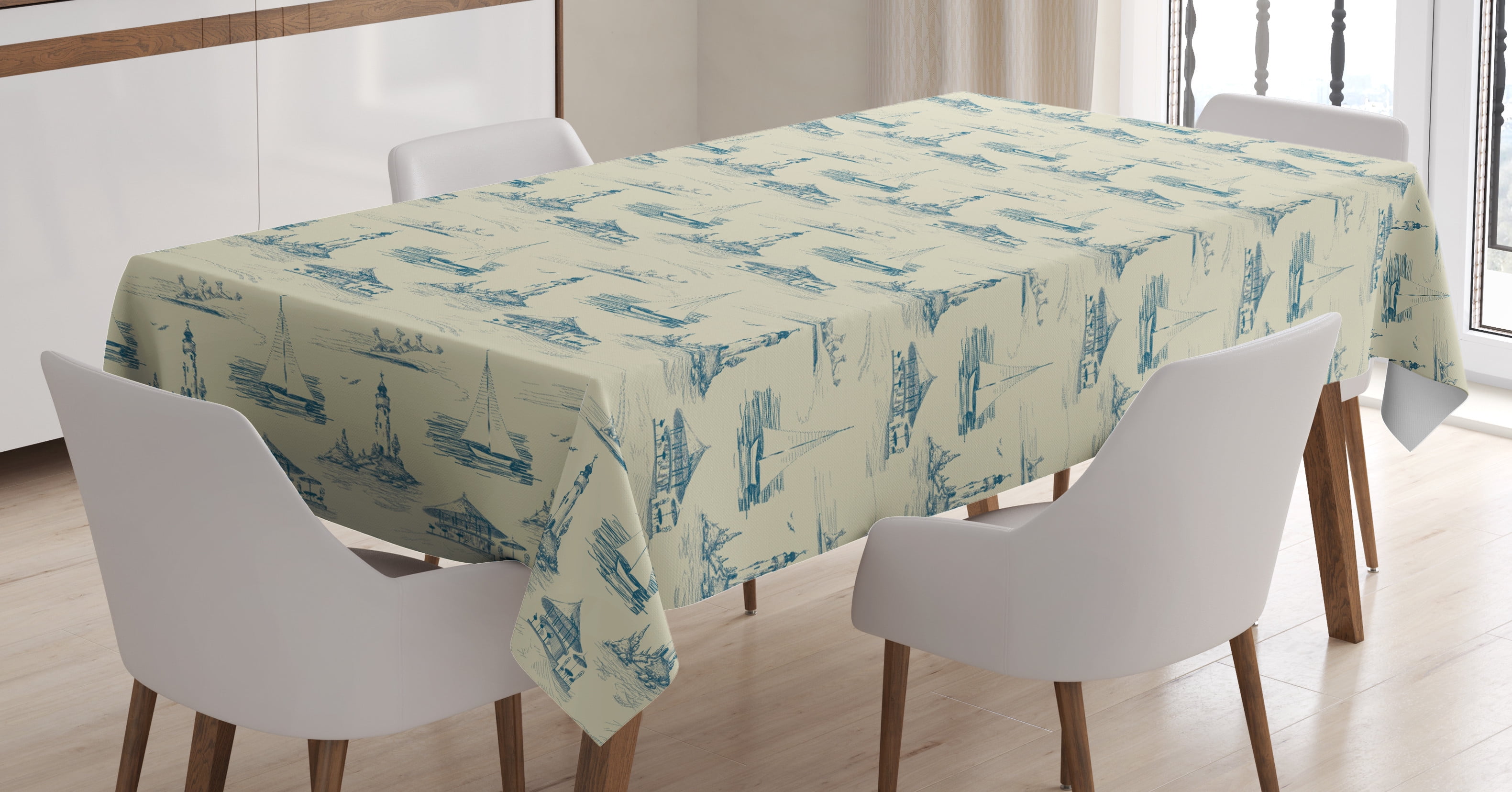 Ambesonne Lighthouse Tablecloth Rectangular Table Cover, Summertime ...