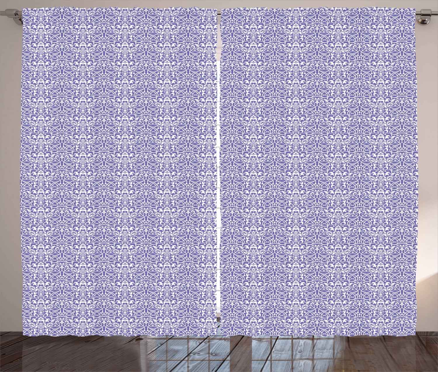 Ambesonne Lilac Curtains 2 Panel Set, Classical Damask, 108" x 108 ...