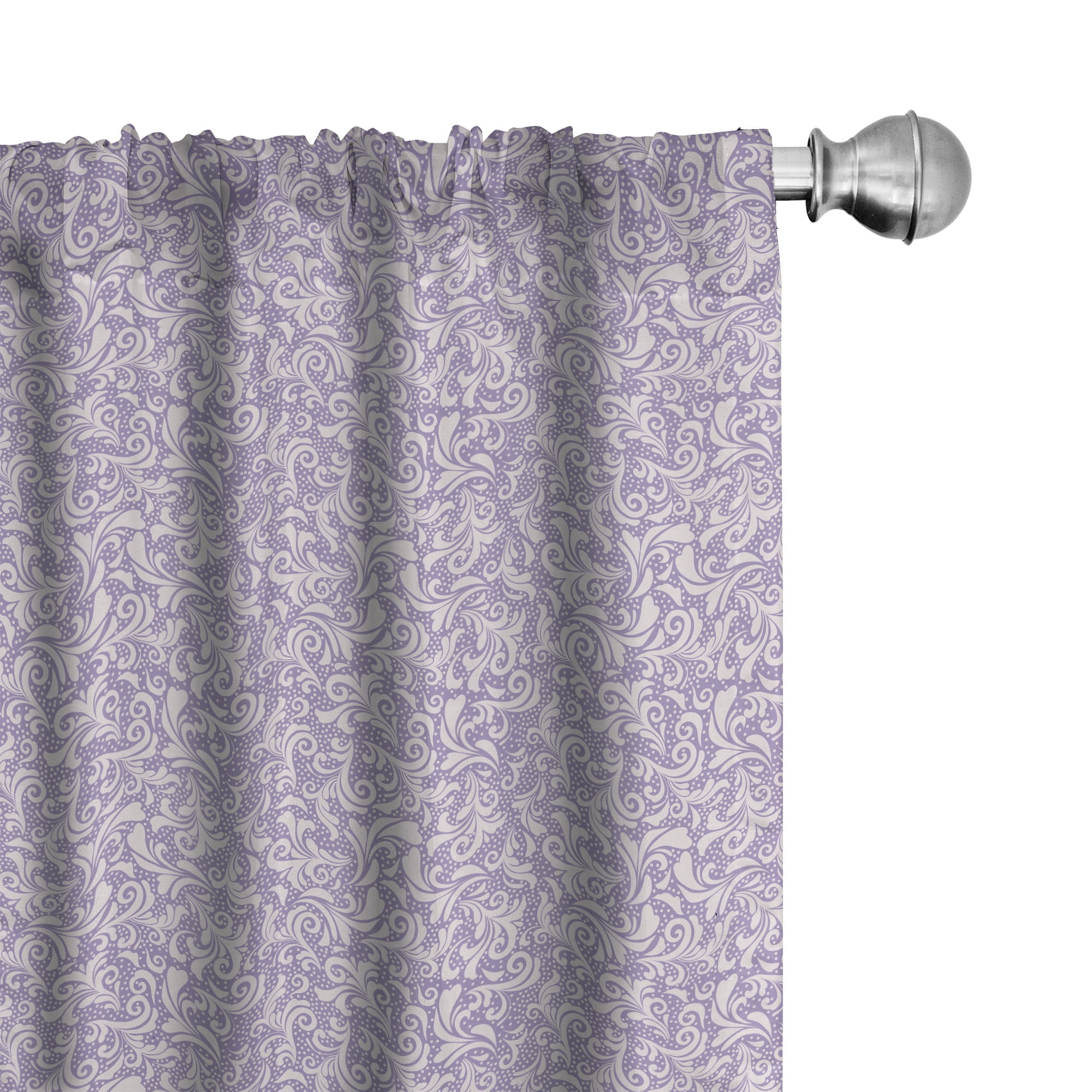 Ambesonne Lilac Curtains, Scroll Style Curly Leaves, Pair of 28"x63 ...