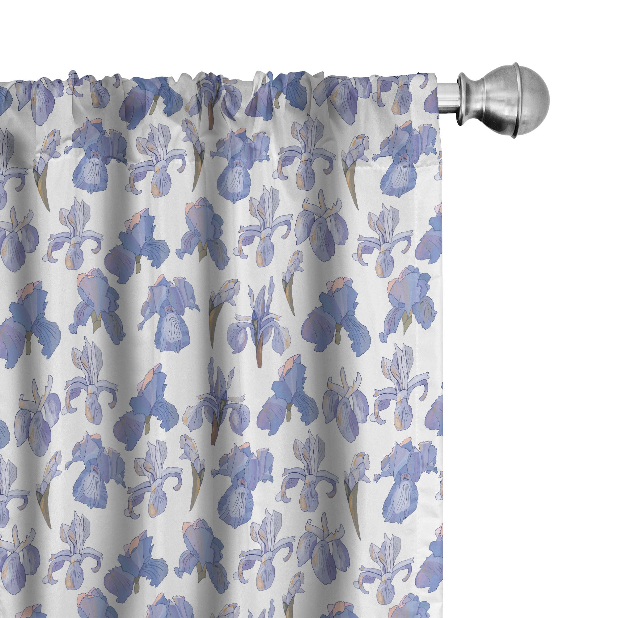 Ambesonne Lilac Curtains, Watercolor Continuous Irises, Pair of 28"x63 ...