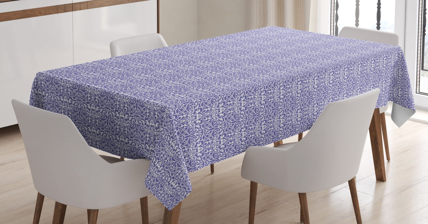 Ambesonne Lilac Tablecloth Rectangular Table Cover, Classical Damask ...