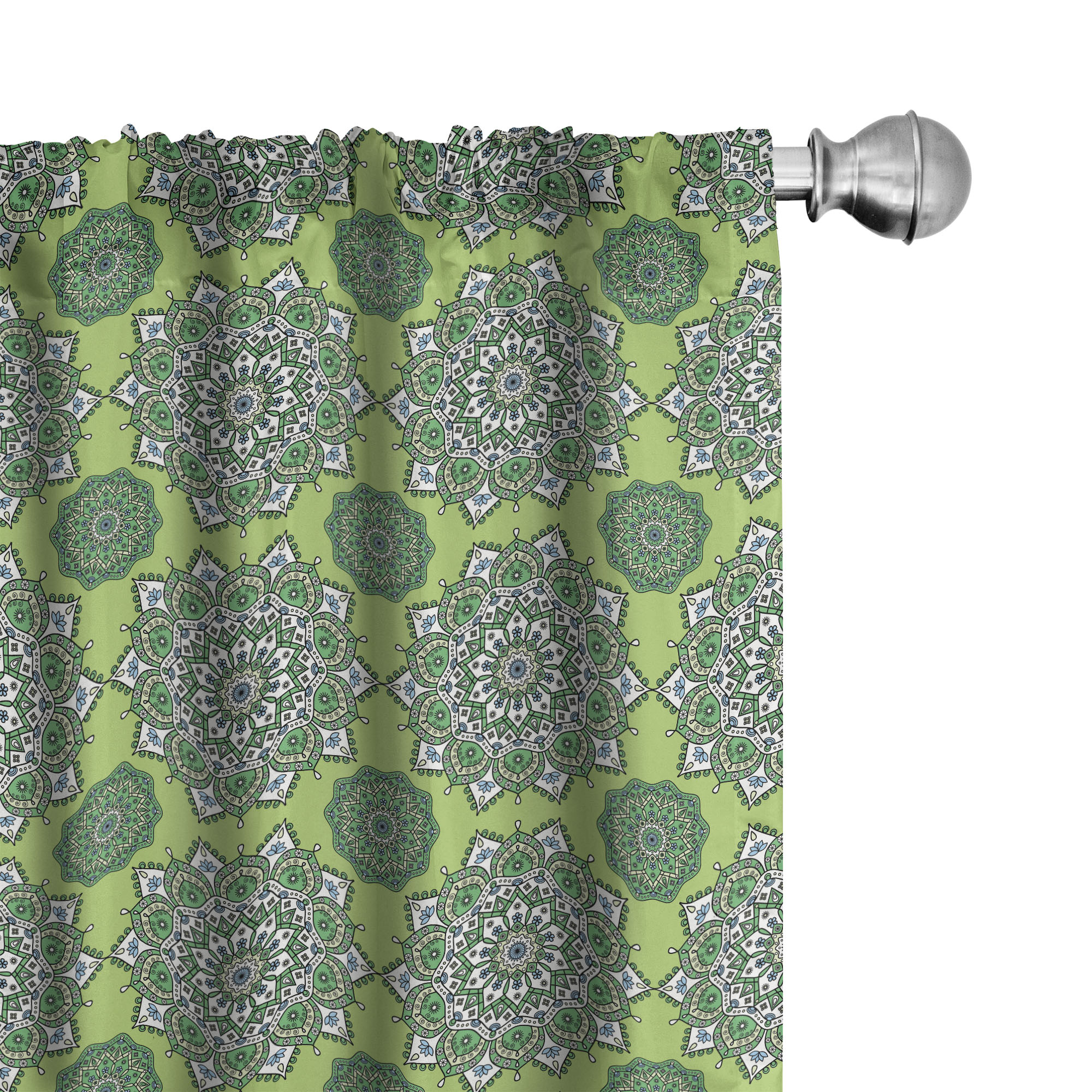 Ambesonne Lime Green Curtains, Moroccan Mandala, Pair of 28"x95", Fern ...