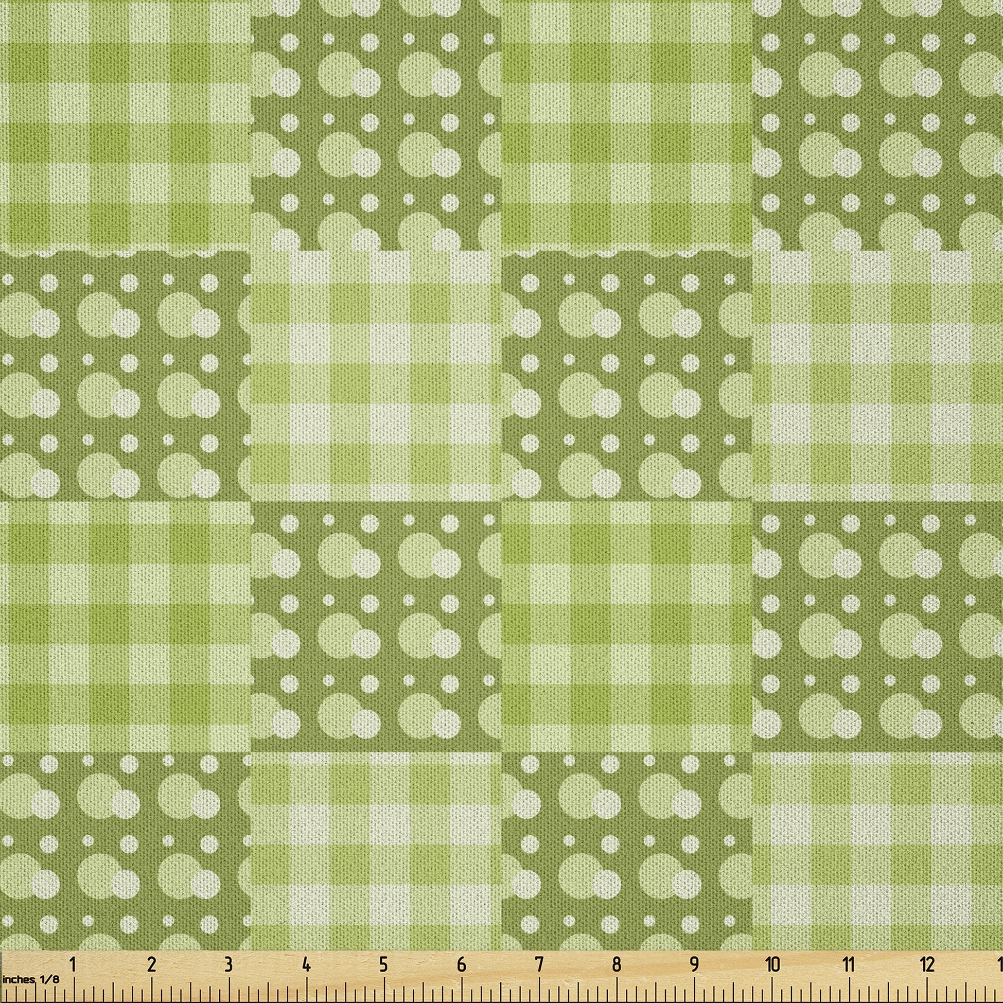 Ambesonne Lime Green Fabric by the Yard Microfiber, Patchwork Simple Art, 2 Yards, Lime and Pale ...