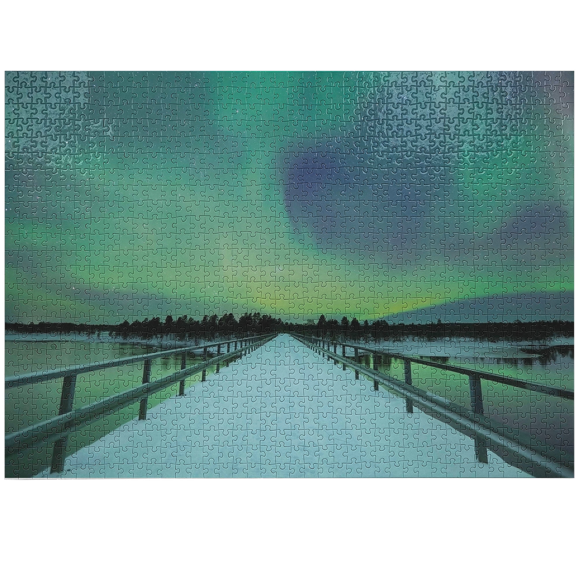 Ambesonne Lime Green Jigsaw Puzzle Durable Cardboard, Bridge Snowy ...