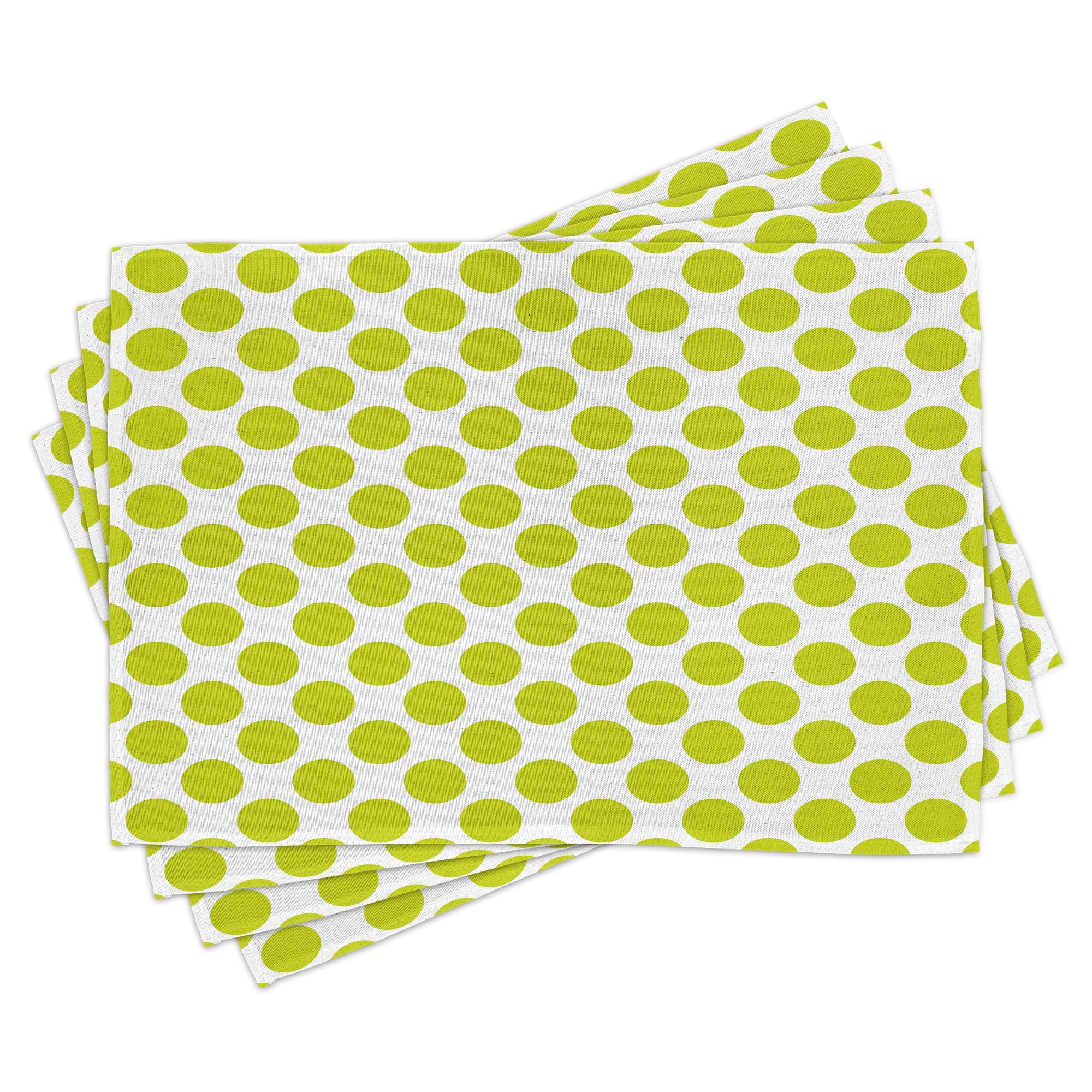 Ambesonne Lime Green Place Mats Set of 4, Girlish Vintage Dots ...