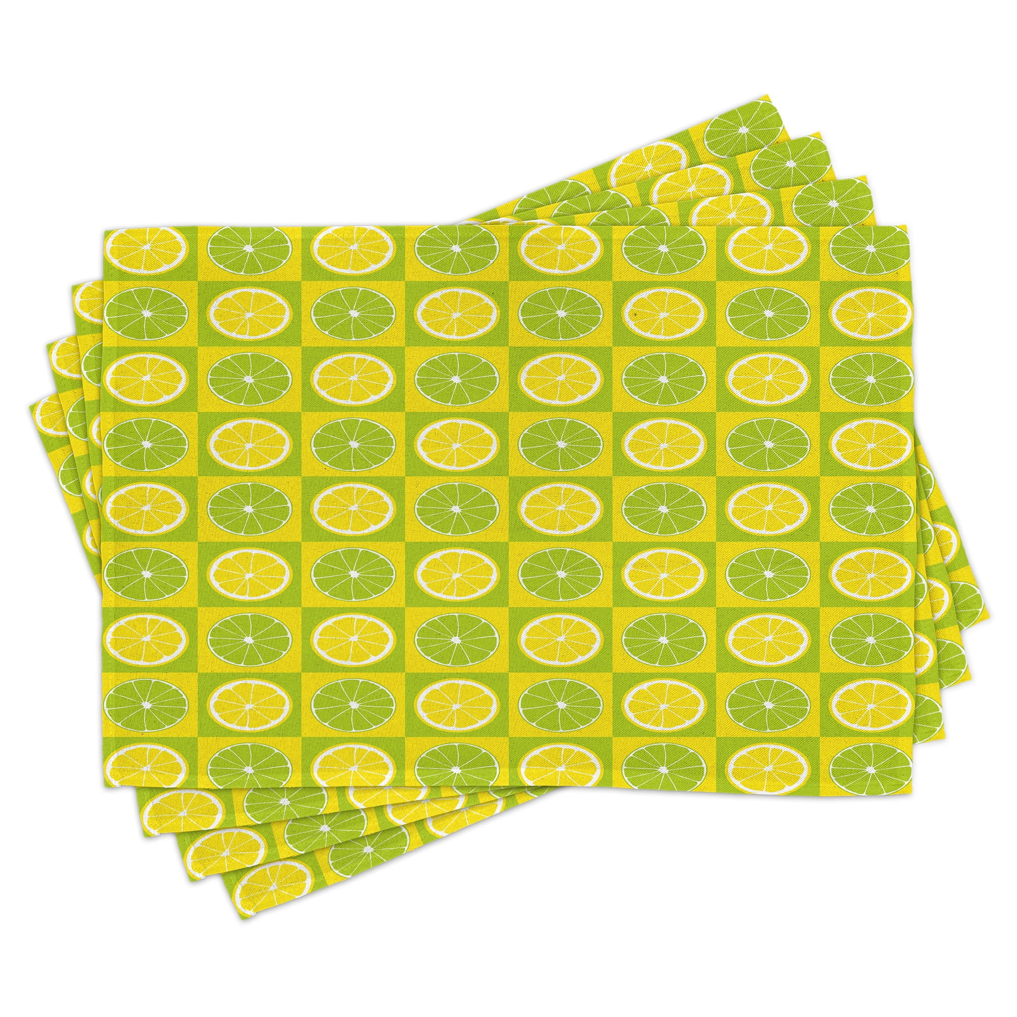 Ambesonne Lime Green Place Mats Set of 4, Lemon Lime Pop Art, Standard ...