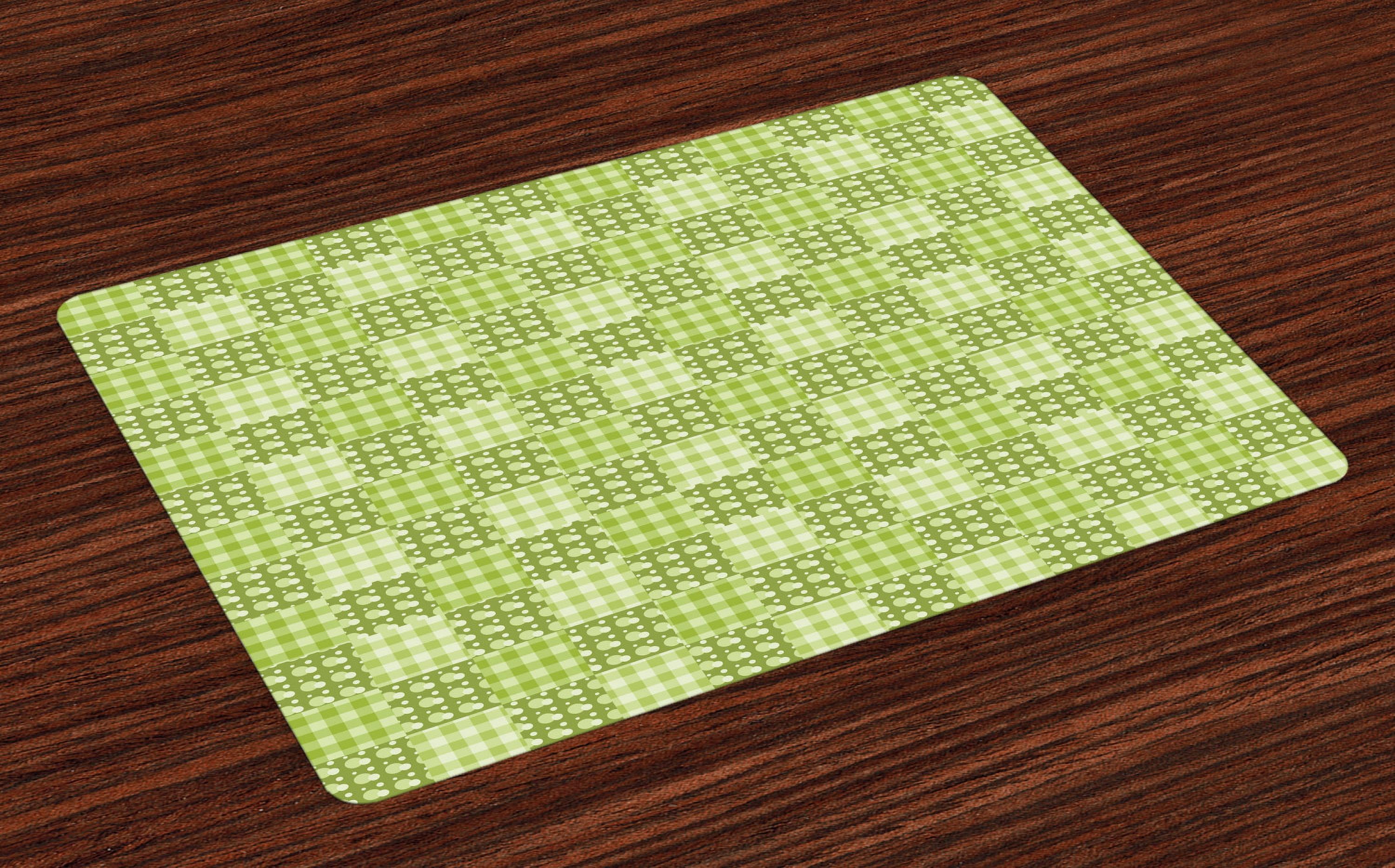 Ambesonne Lime Green Place Mats Set of 4, Patchwork Simple Art ...