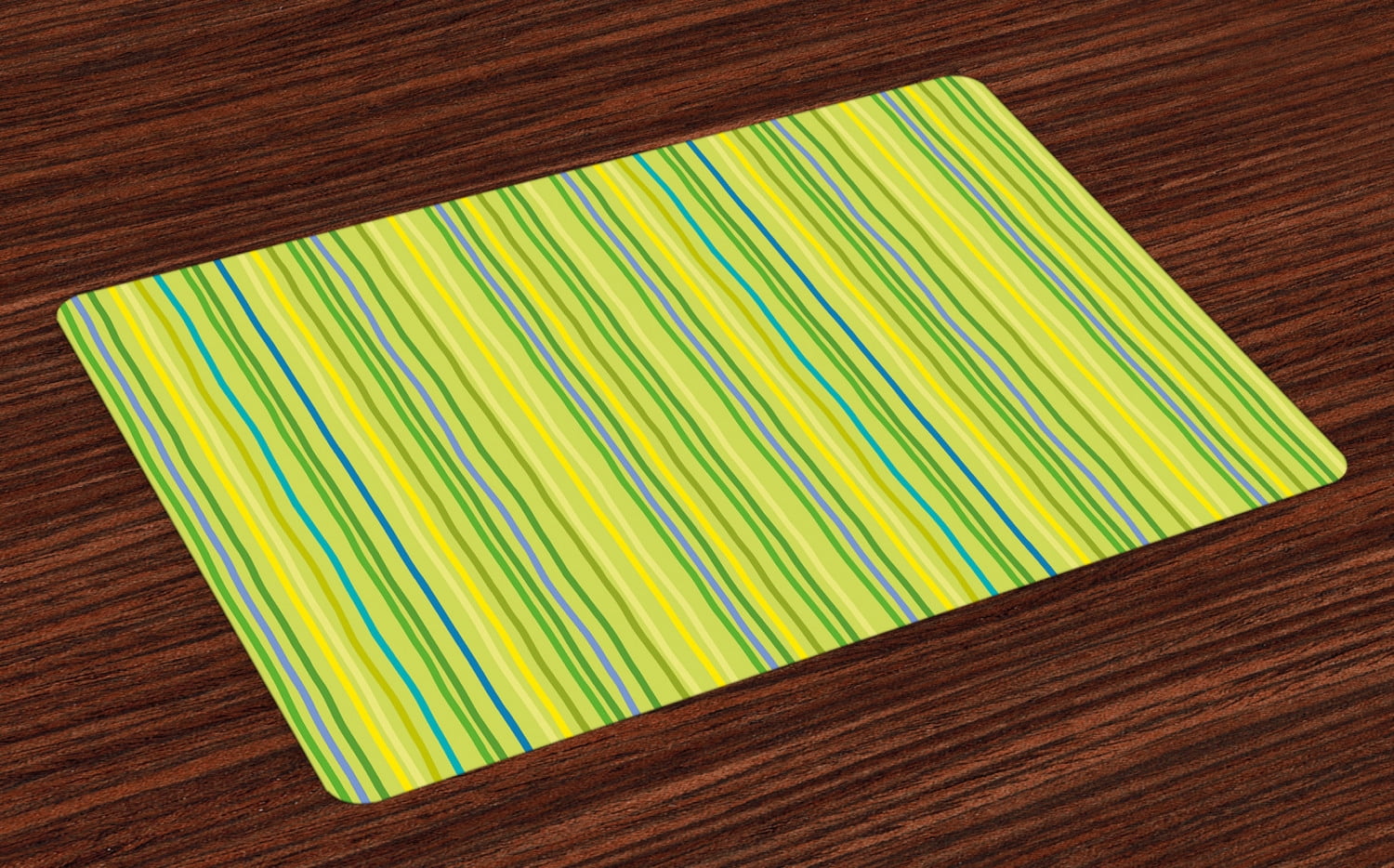 Ambesonne Lime Green Place Mats Set of 4, Soft Geometric Lines ...