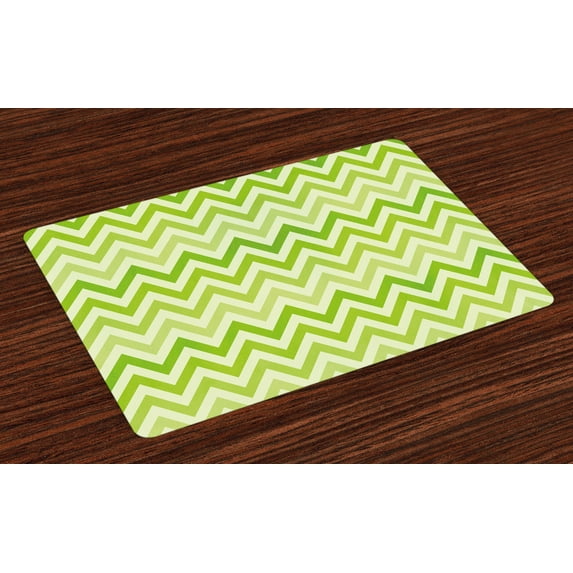 Ambesonne Lime Green Place Mats Set of 4, Traditional Chevron, Standard ...