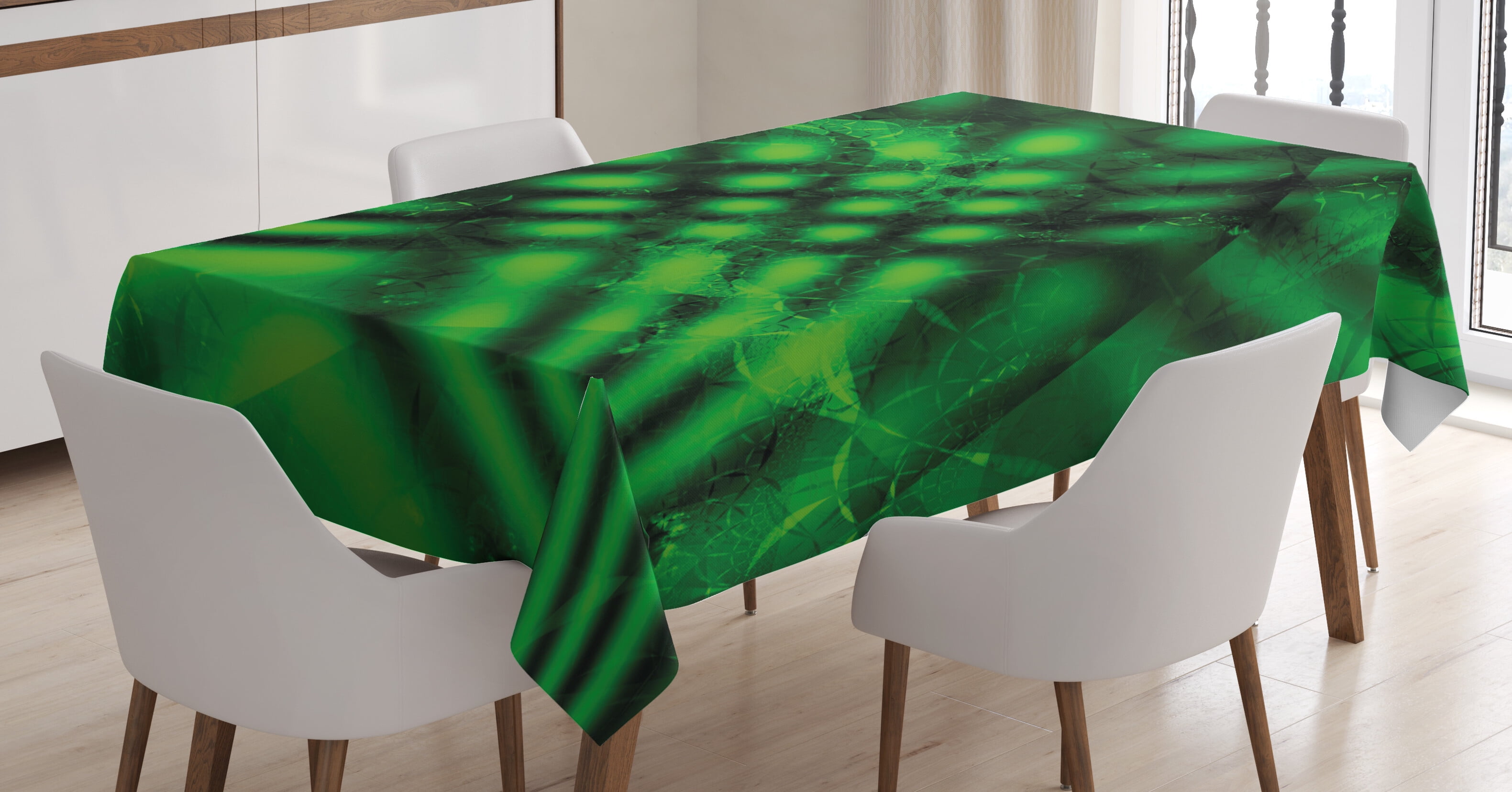 Ambesonne Lime Green Tablecloth Rectangular Table Cover, Psychedelic ...