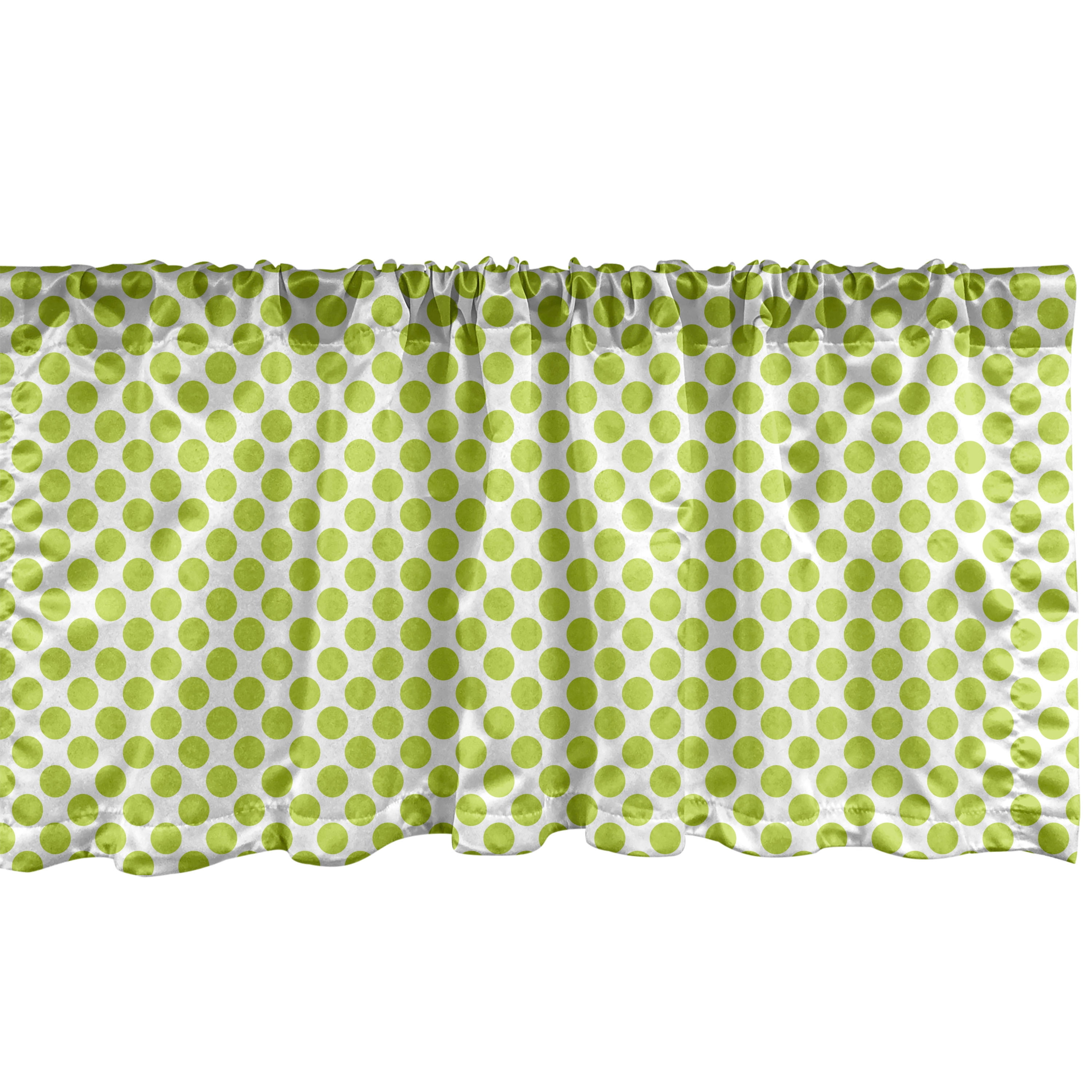 Ambesonne Lime Green Window Valance, Girlish Vintage Dots, 54" X 12 ...