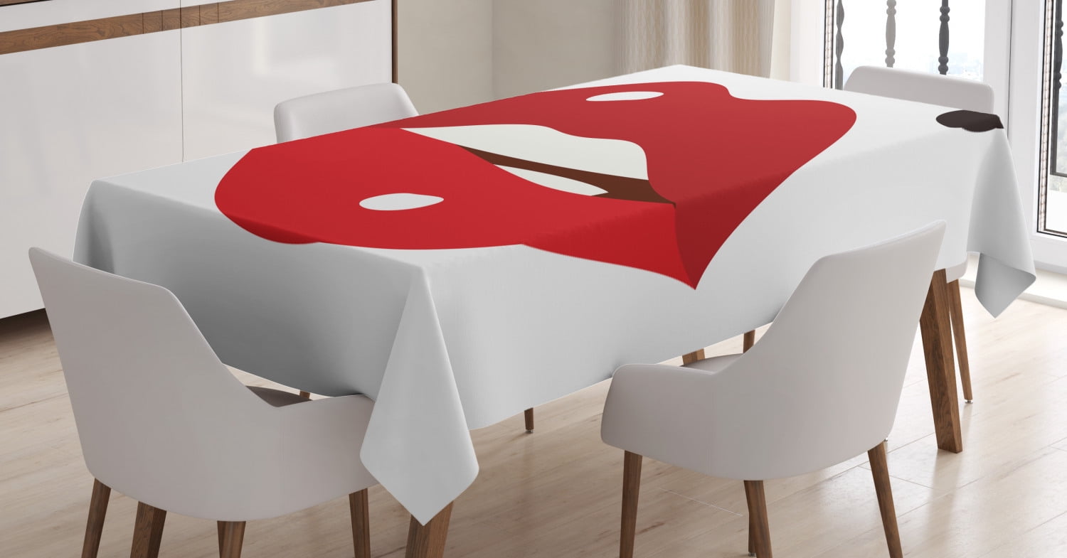 Ambesonne Lips Tablecloth Rectangular Table Cover, Minimalistic of ...