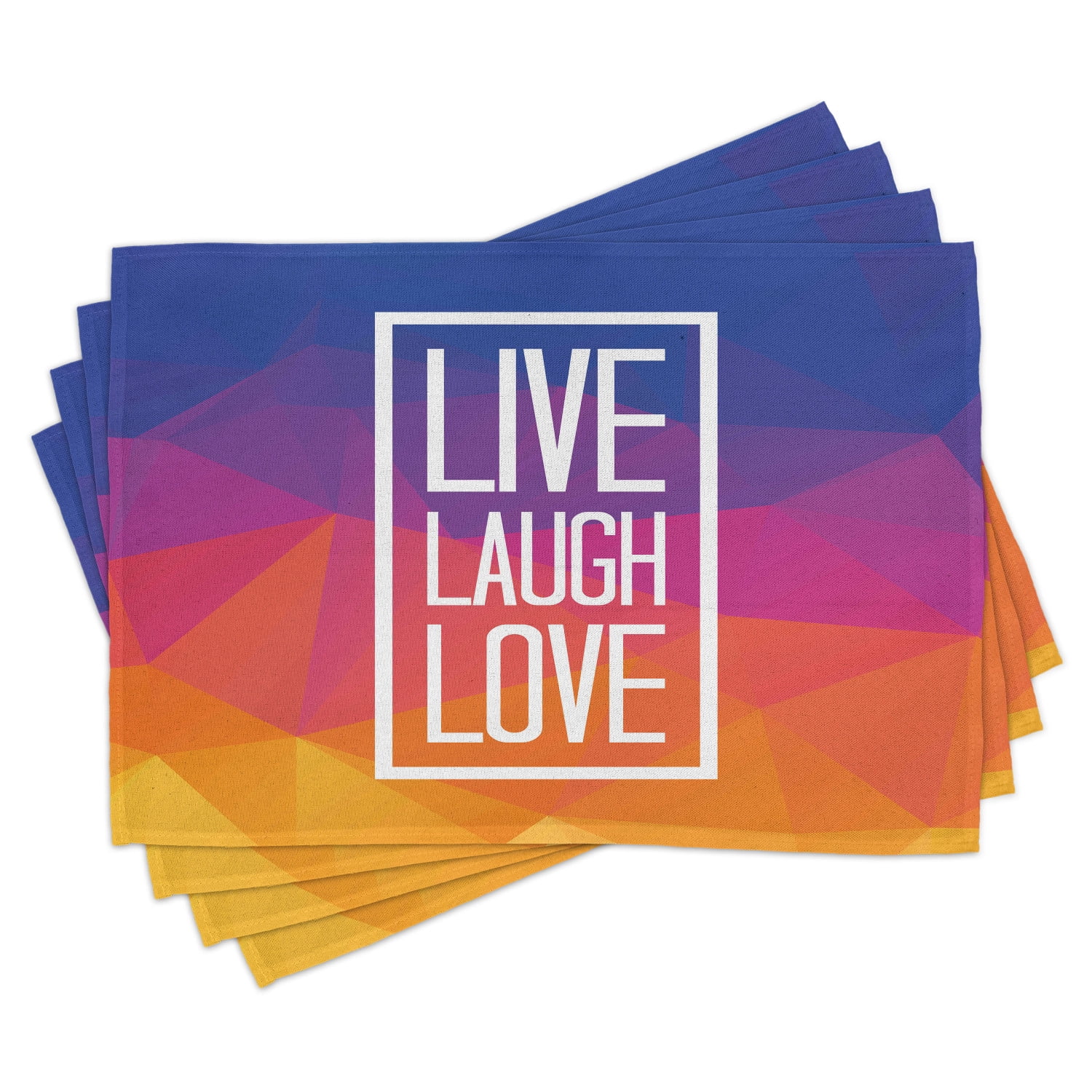 Ambesonne Live Laugh Love Place Mats Set of 4, Famous Slogan, Standard ...
