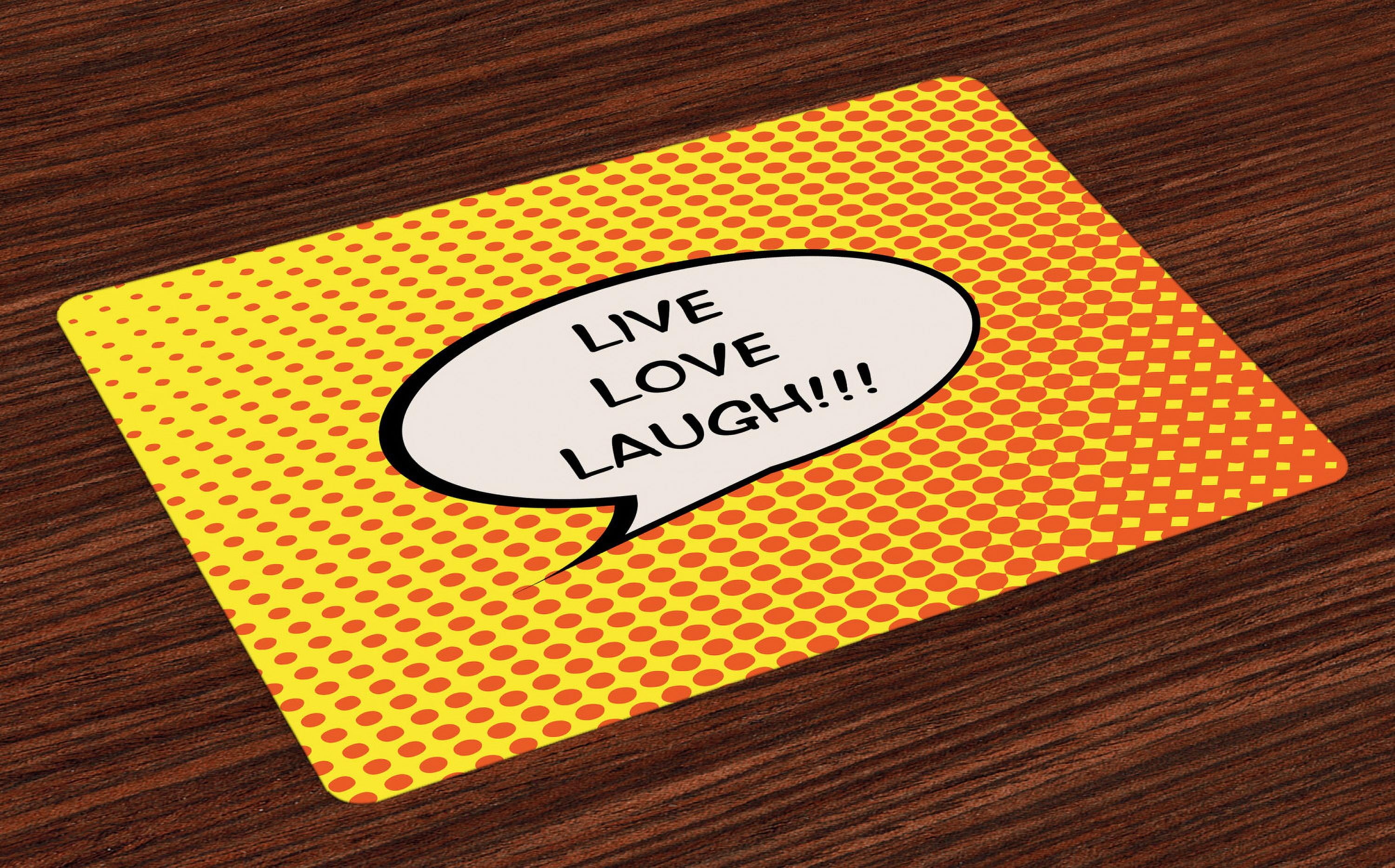 Ambesonne Live Laugh Love Place Mats Set of 4, Speech Bubble, Standard ...