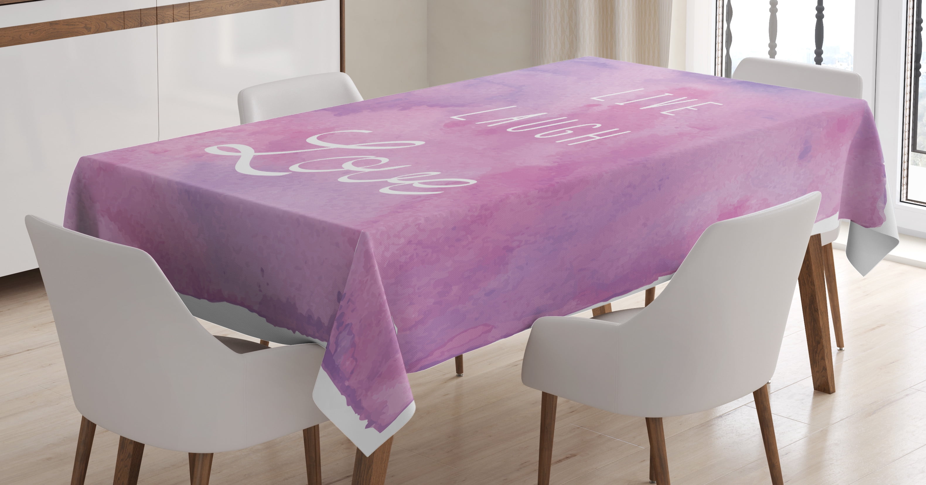 Ambesonne Live Laugh Love Tablecloth Rectangular Table Cover, Dreamy ...