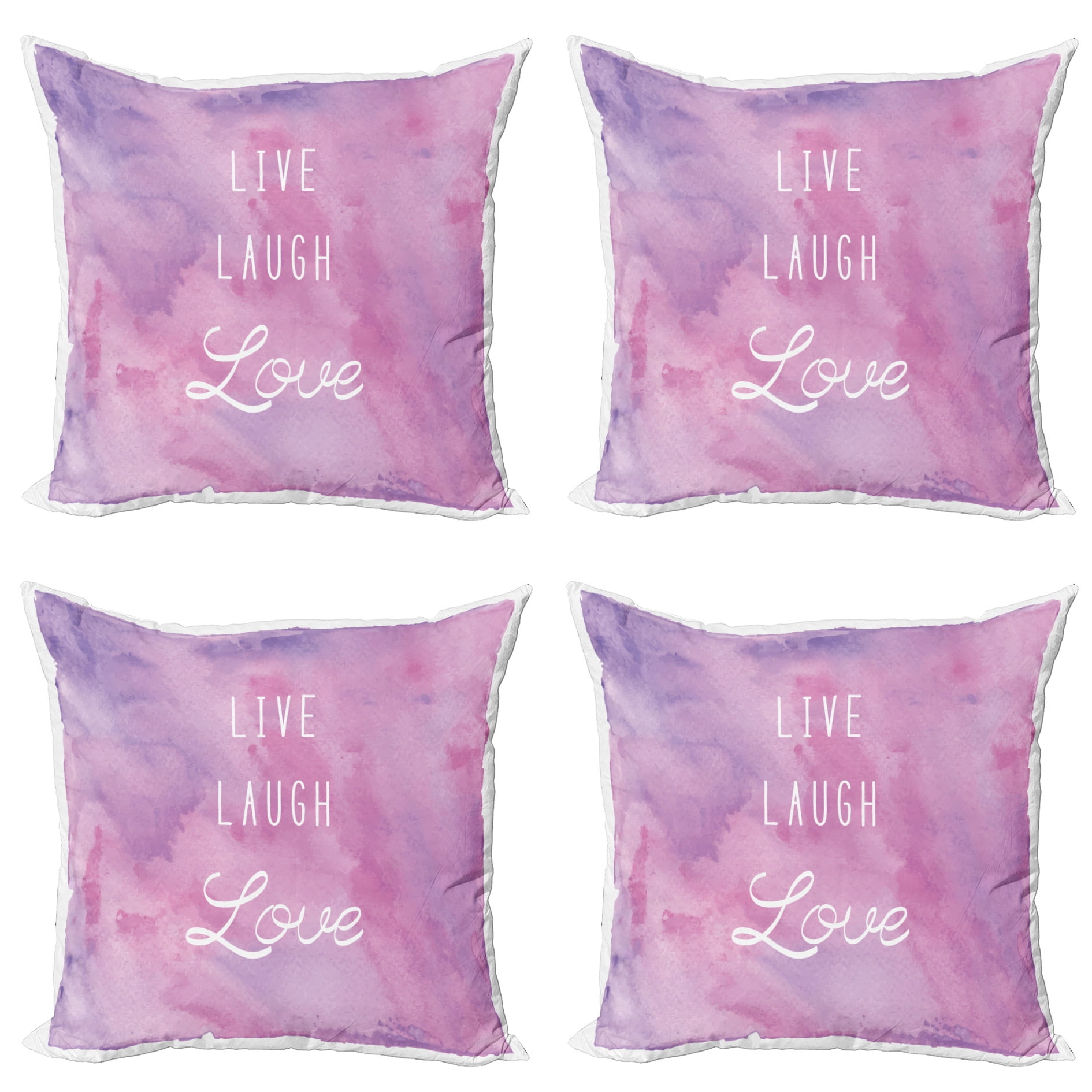 Ambesonne Live Laugh Love Throw Pillow Cover 4 Pack, Dreamy Positive ...