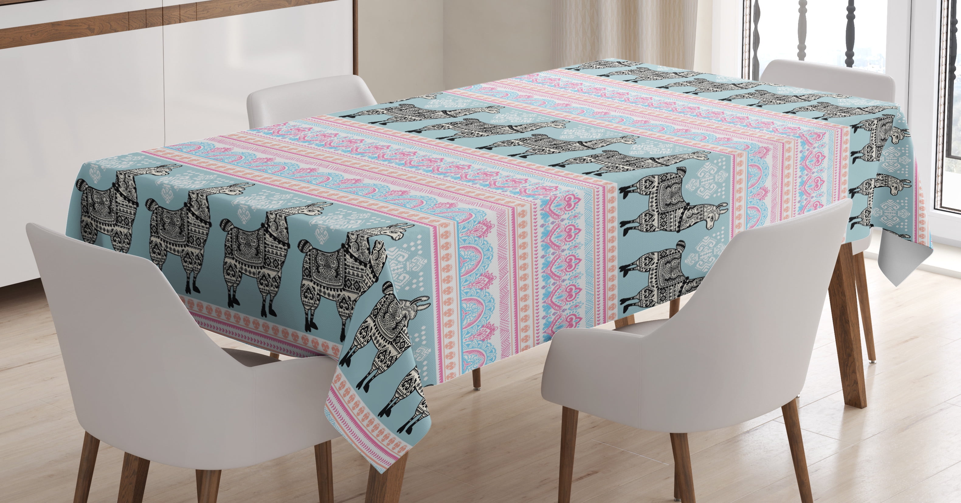 Ambesonne Llama Tablecloth Rectangular Table Cover, Patterned Alpaca ...