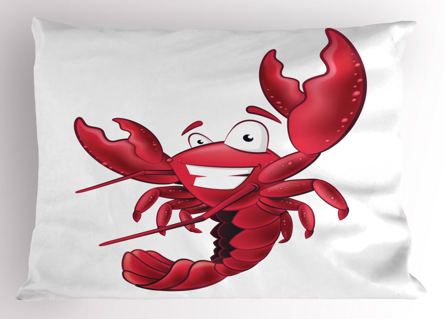 Ambesonne Lobster Pillow Sham, Happy Cartoon Pinchers, 36" X 20", White ...