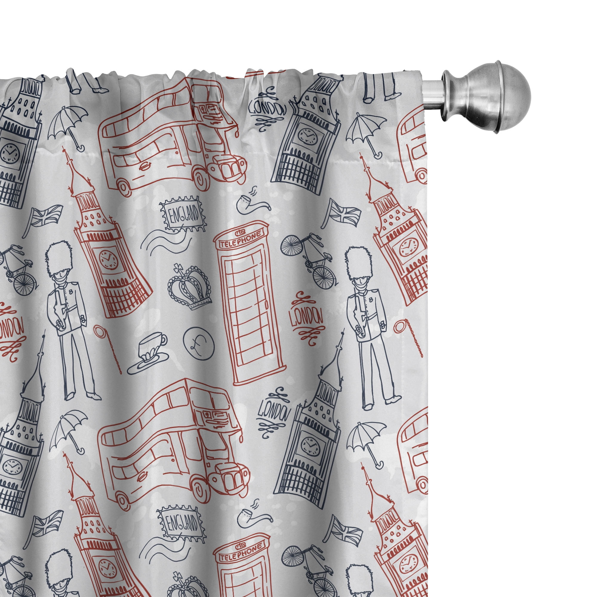 Ambesonne London Curtains, Popular English, Pair of 28"x63", Vermilion ...