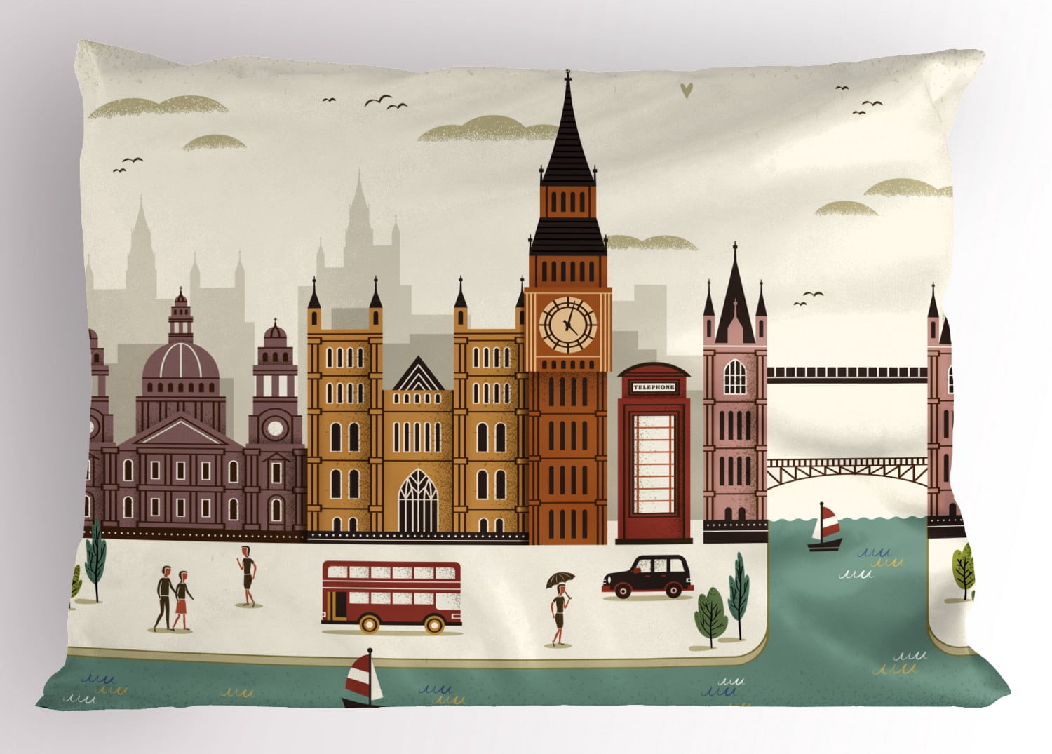 Ambesonne London Pillow Sham, Travel Scenery Big Ben, 36" X 20 ...