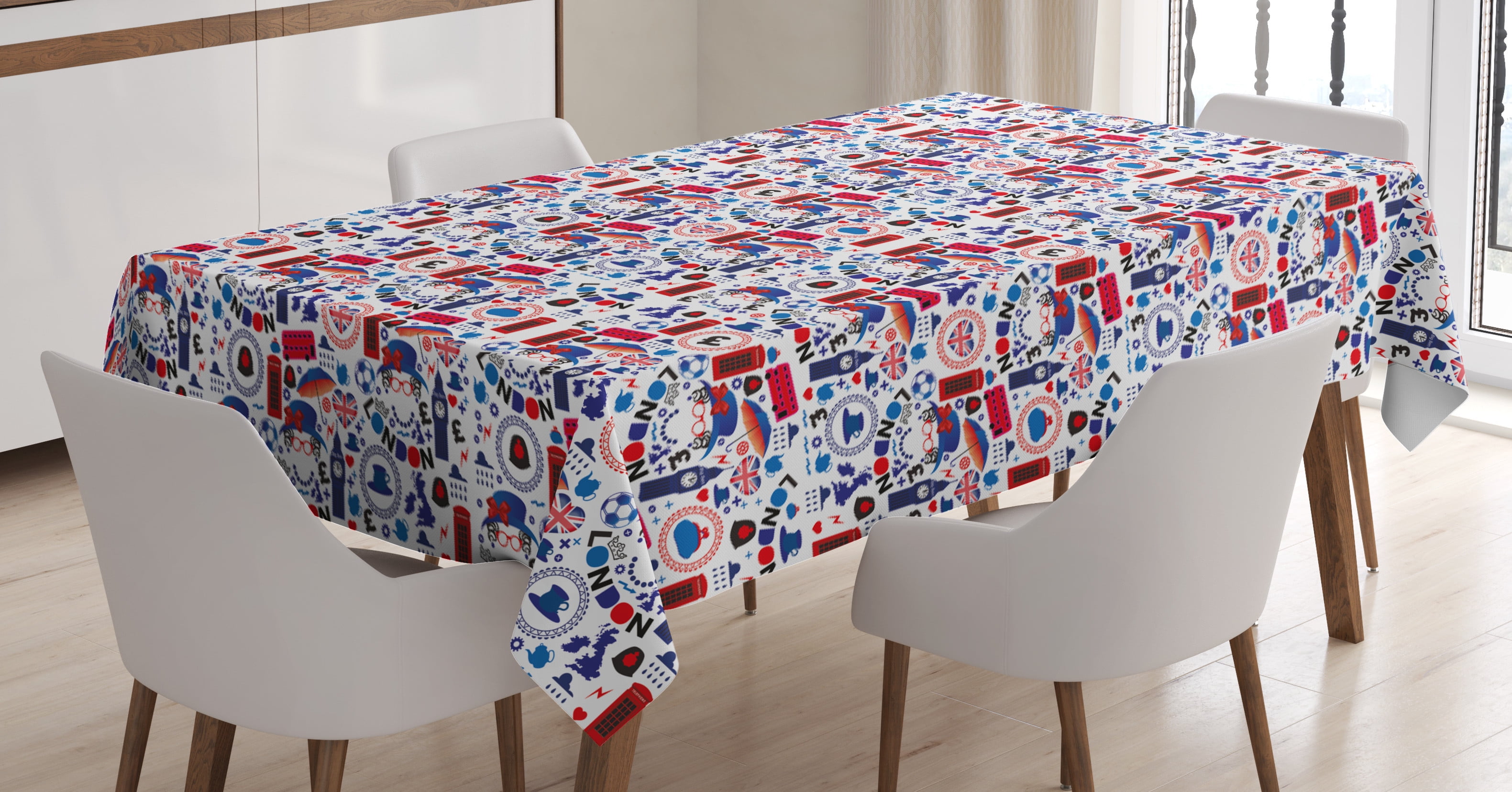 Ambesonne London Tablecloth Rectangular Table Cover, Travel Theme, 52 ...