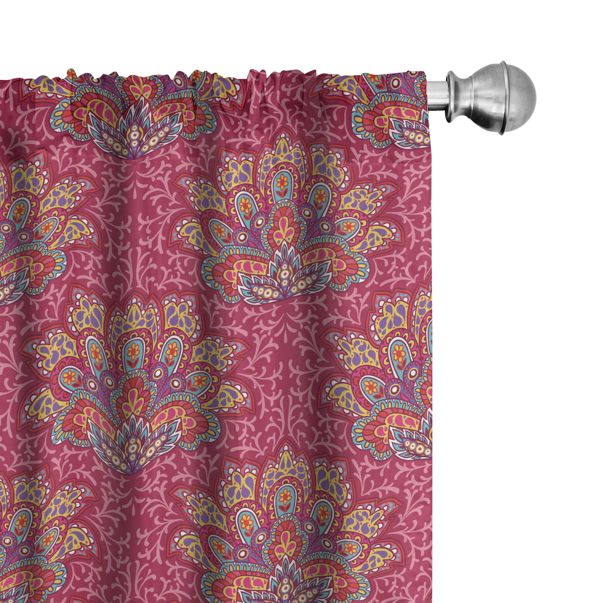 Ambesonne Lotus Curtains, South Paisleys, Pair of 28"x63", Multicolor ...