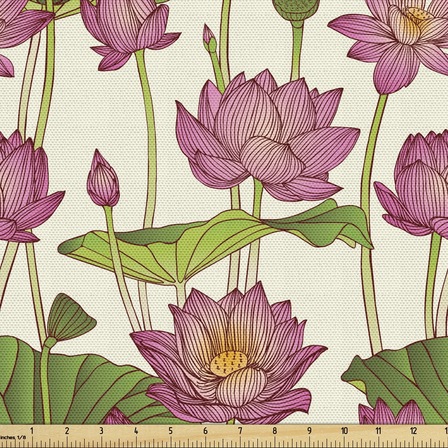 Ambesonne Lotus Fabric by the Yard Upholstery, Pink Flowers, 3 Yards ...