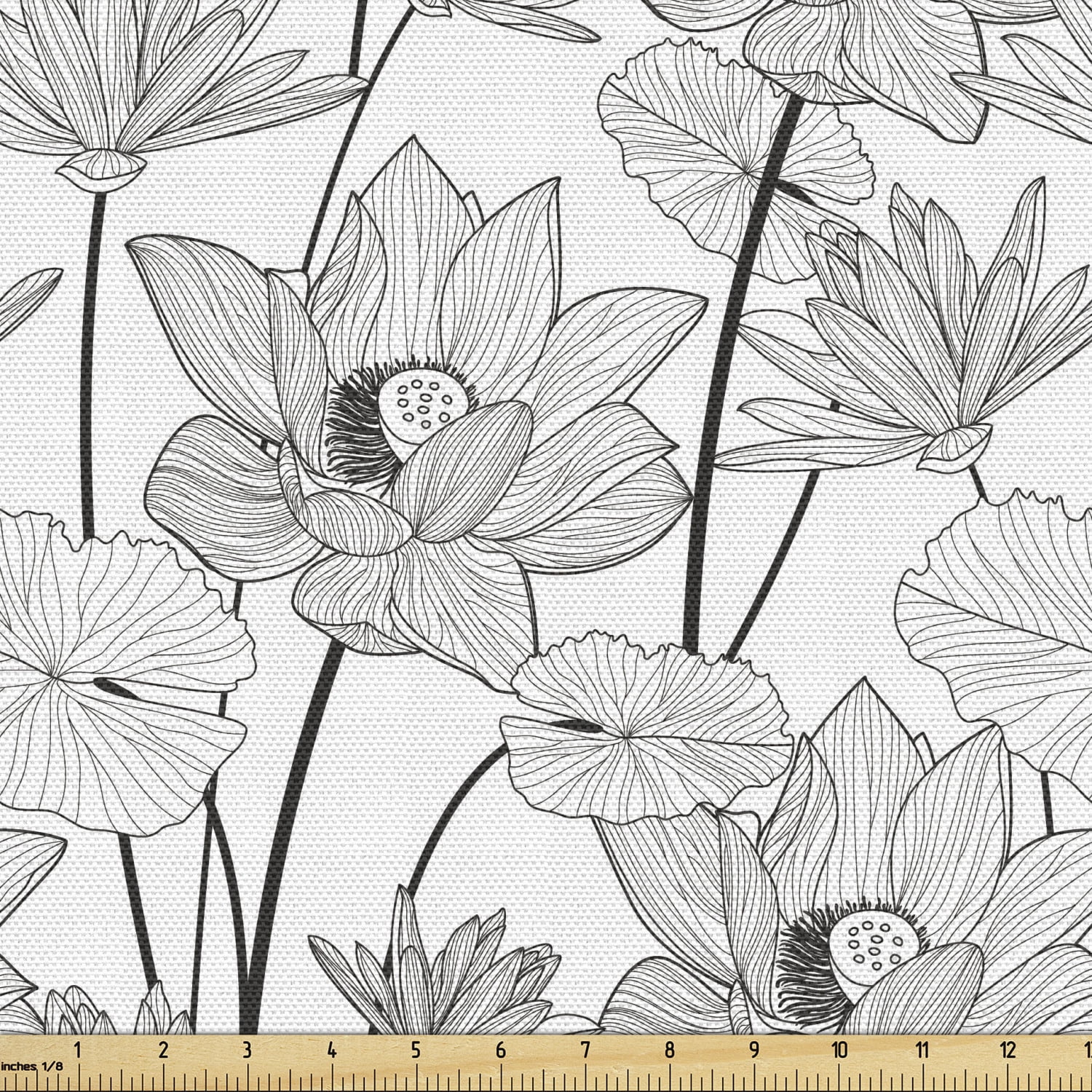 Ambesonne Lotus Fabric by the Yard Upholstery, Prosperity, 3 Yards ...
