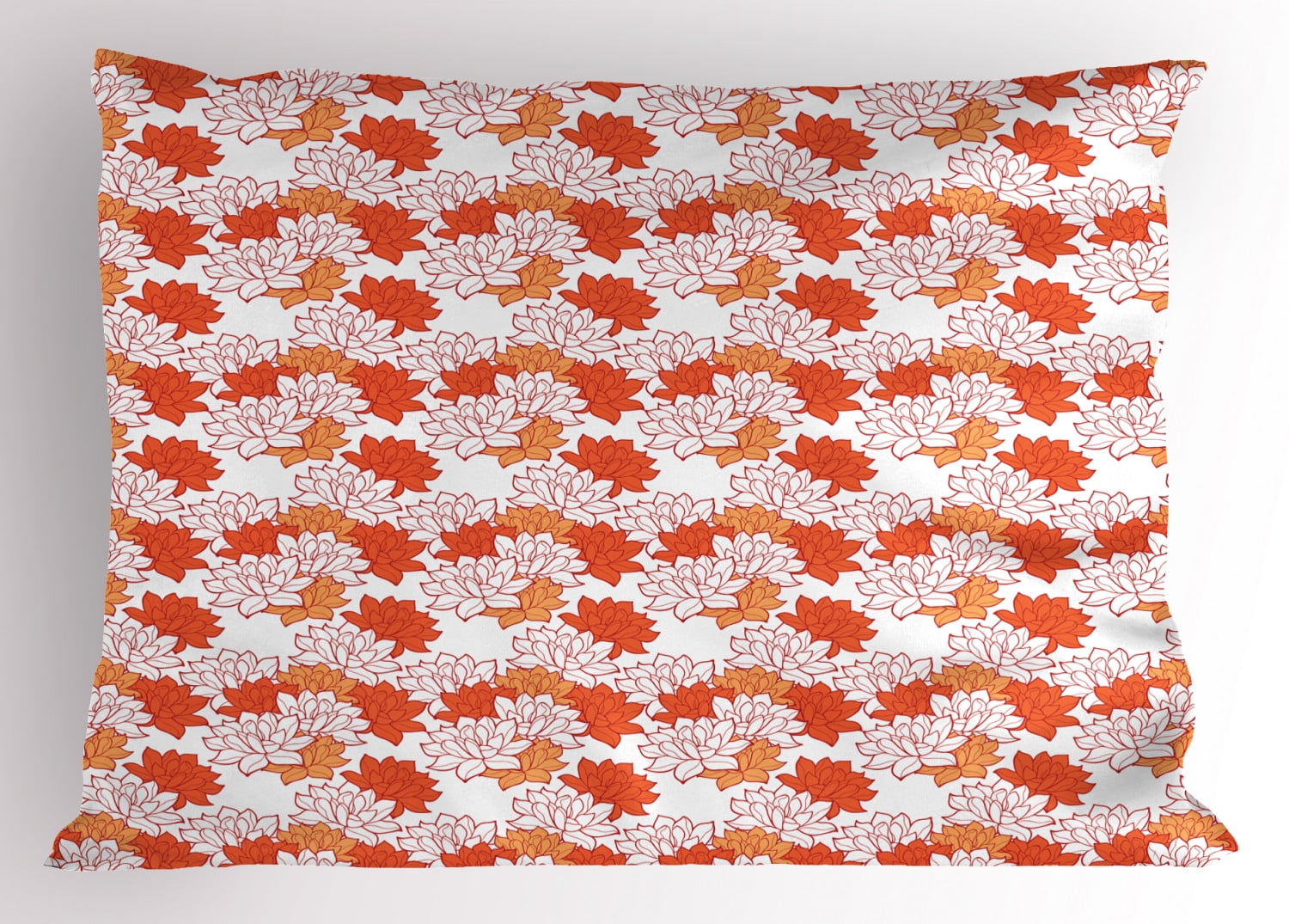 Ambesonne Lotus Flower Pillow Sham, Lily Garden, 36" X 20", Pale Orange ...