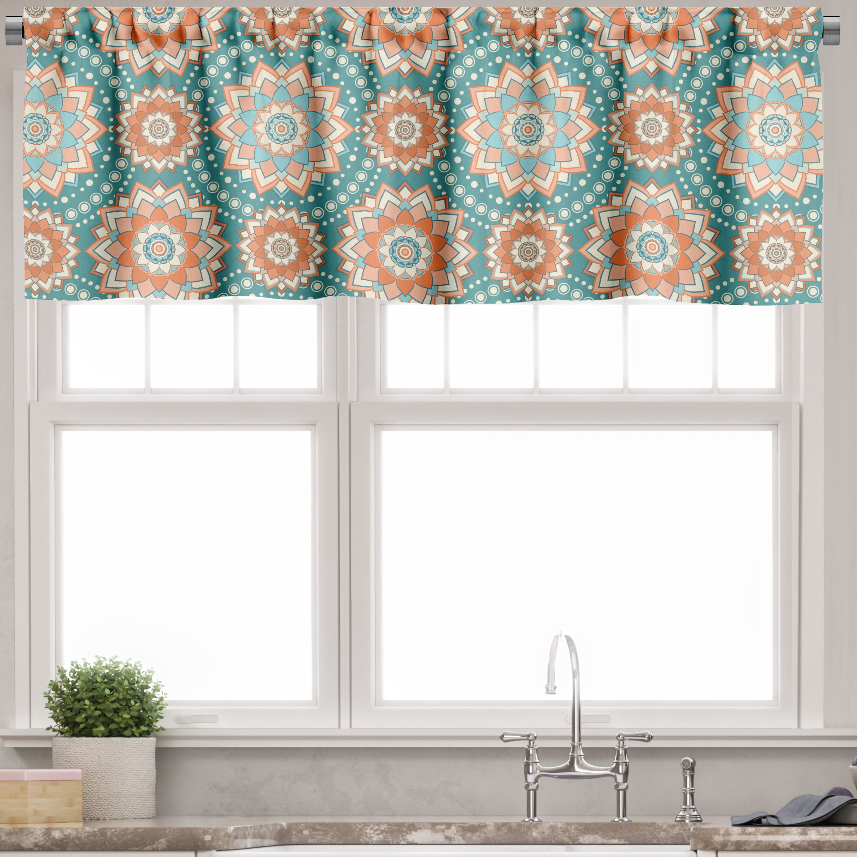 Ambesonne Lotus Window Valance Oriental Mandala Pattern 54 X 12