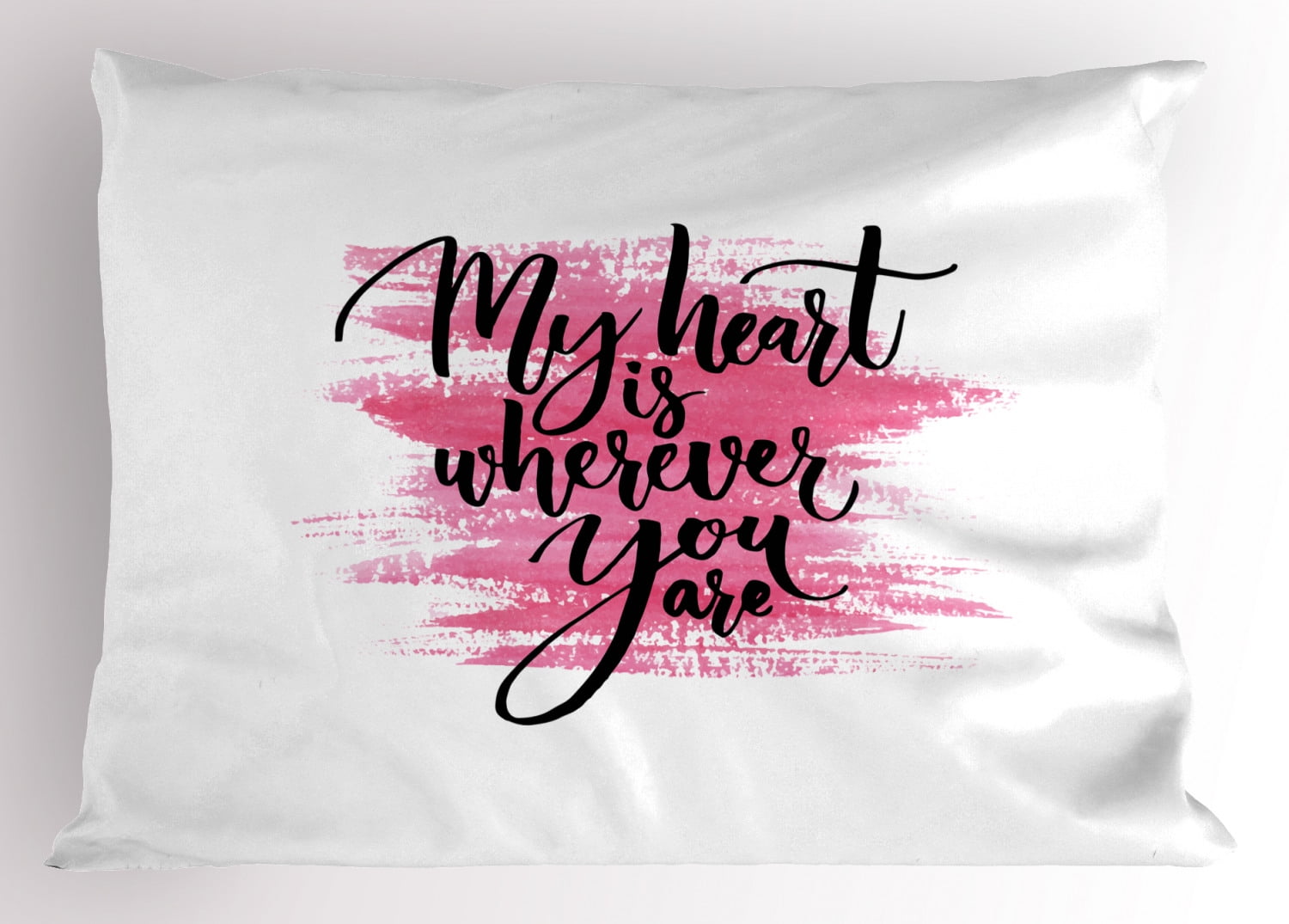 Ambesonne Love Pillow Sham, Romantic Ink Calligraphy, 26" X 20", Pink ...