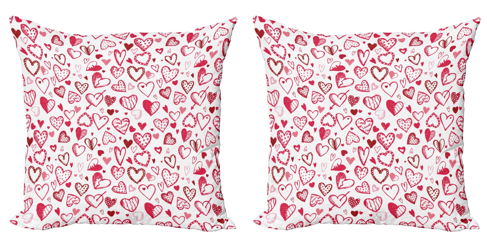 Ambesonne Love Throw Pillow Cover 2 Pack, Valentine Hearts Arrow, 20 ...