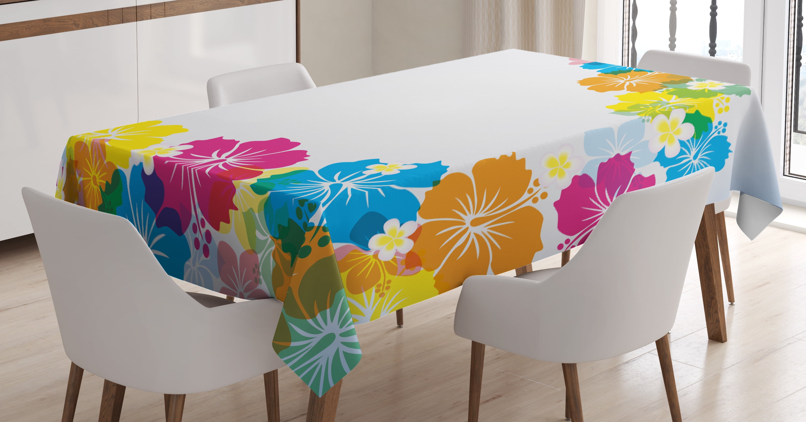 Ambesonne Luau Tablecloth Rectangular Table Cover, Polynesian Spring ...