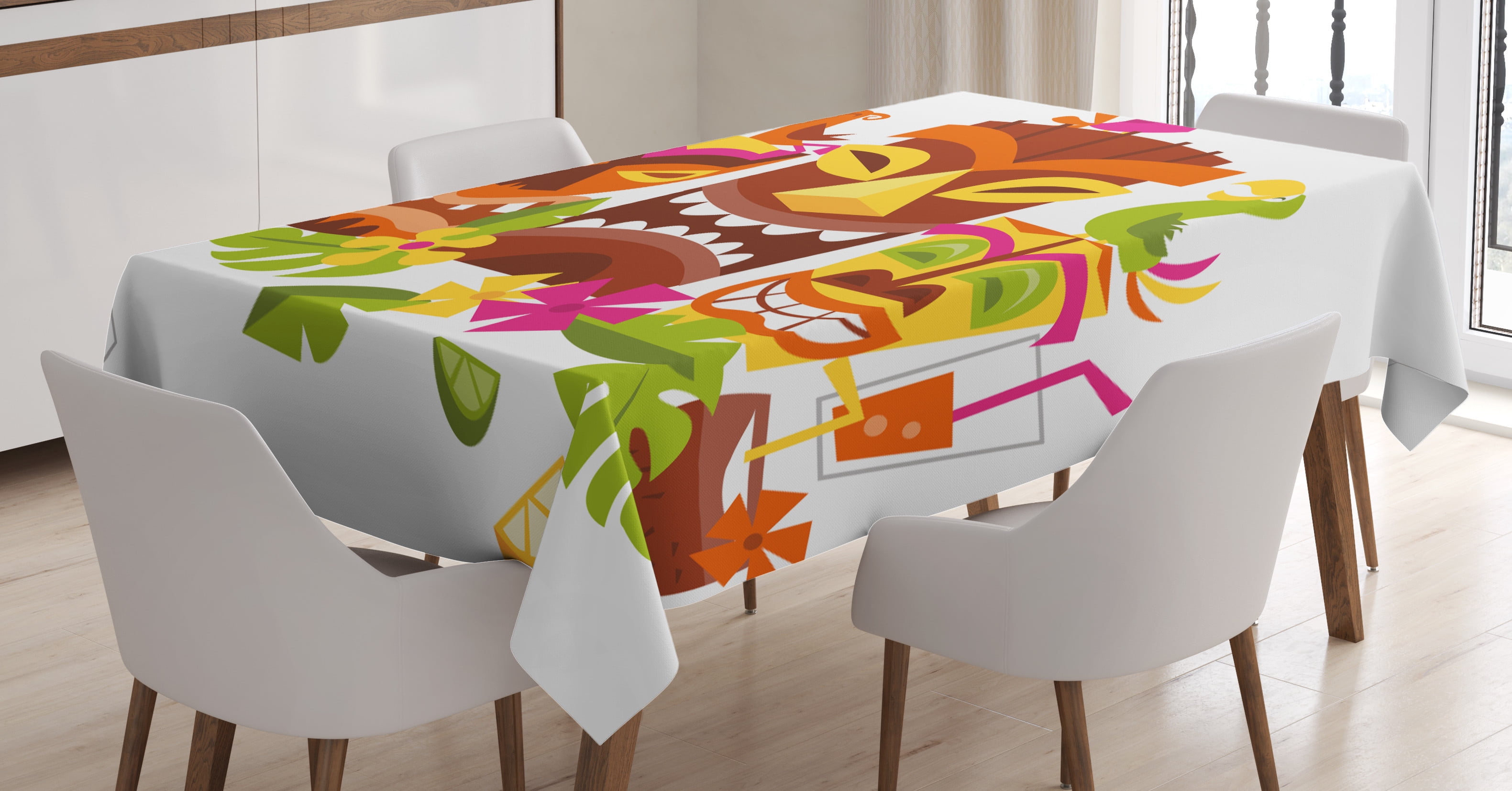 Ambesonne Luau Tablecloth Rectangular Table Cover, Tiki Drinks Birds, 60"x90", Multicolor ...