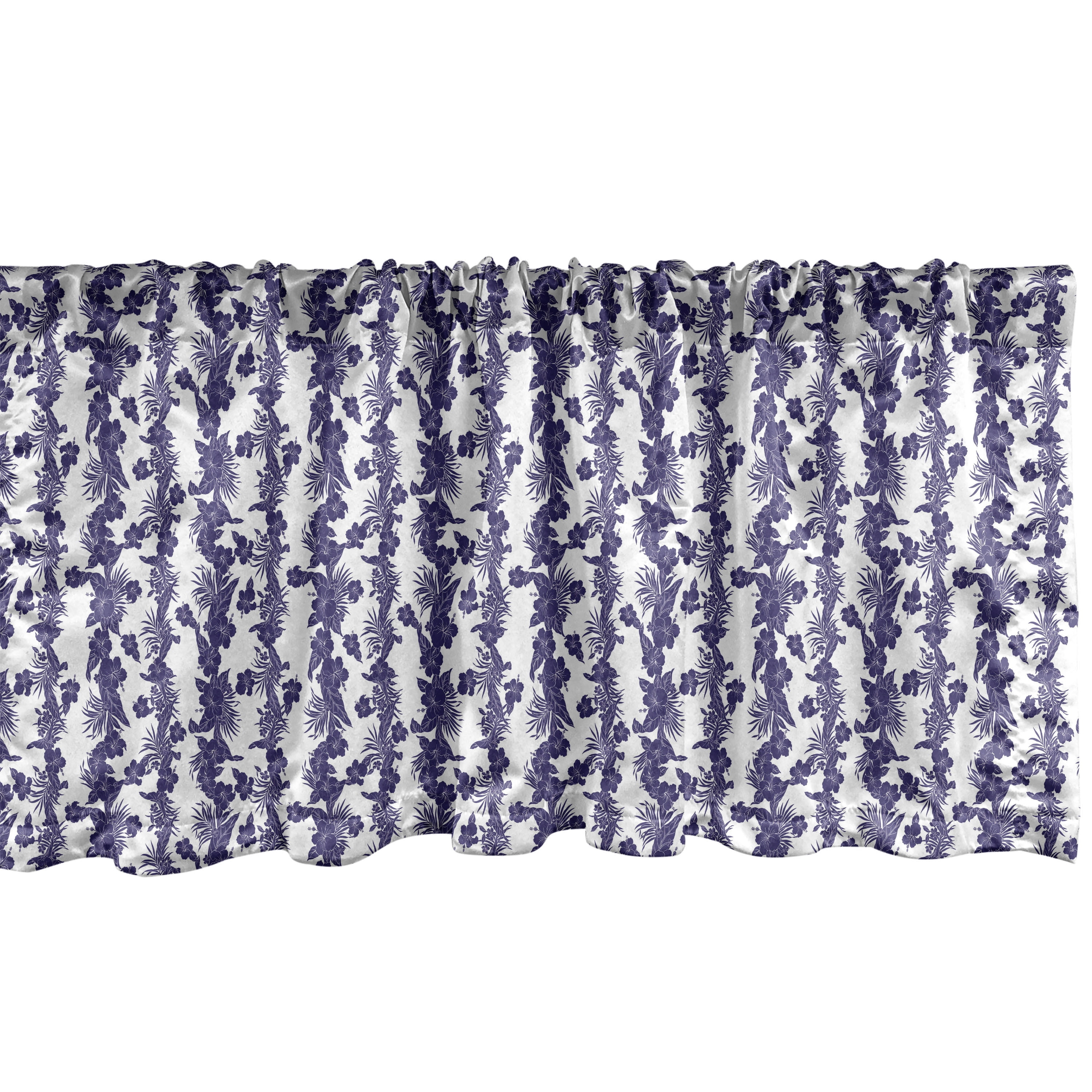 Ambesonne Luau Window Valance, Blue and White Hibiscus, 54" X 18 ...