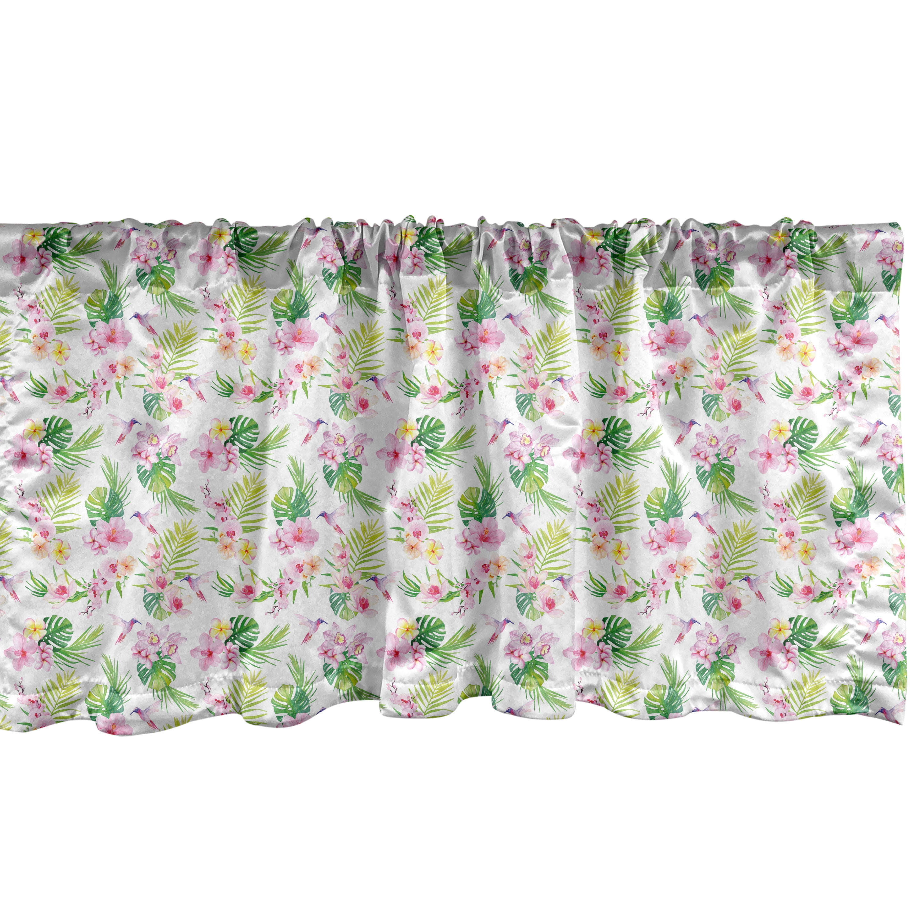 Ambesonne Luau Window Valance, Hawaiian Hibiscus Leaves, 54" X 12 ...