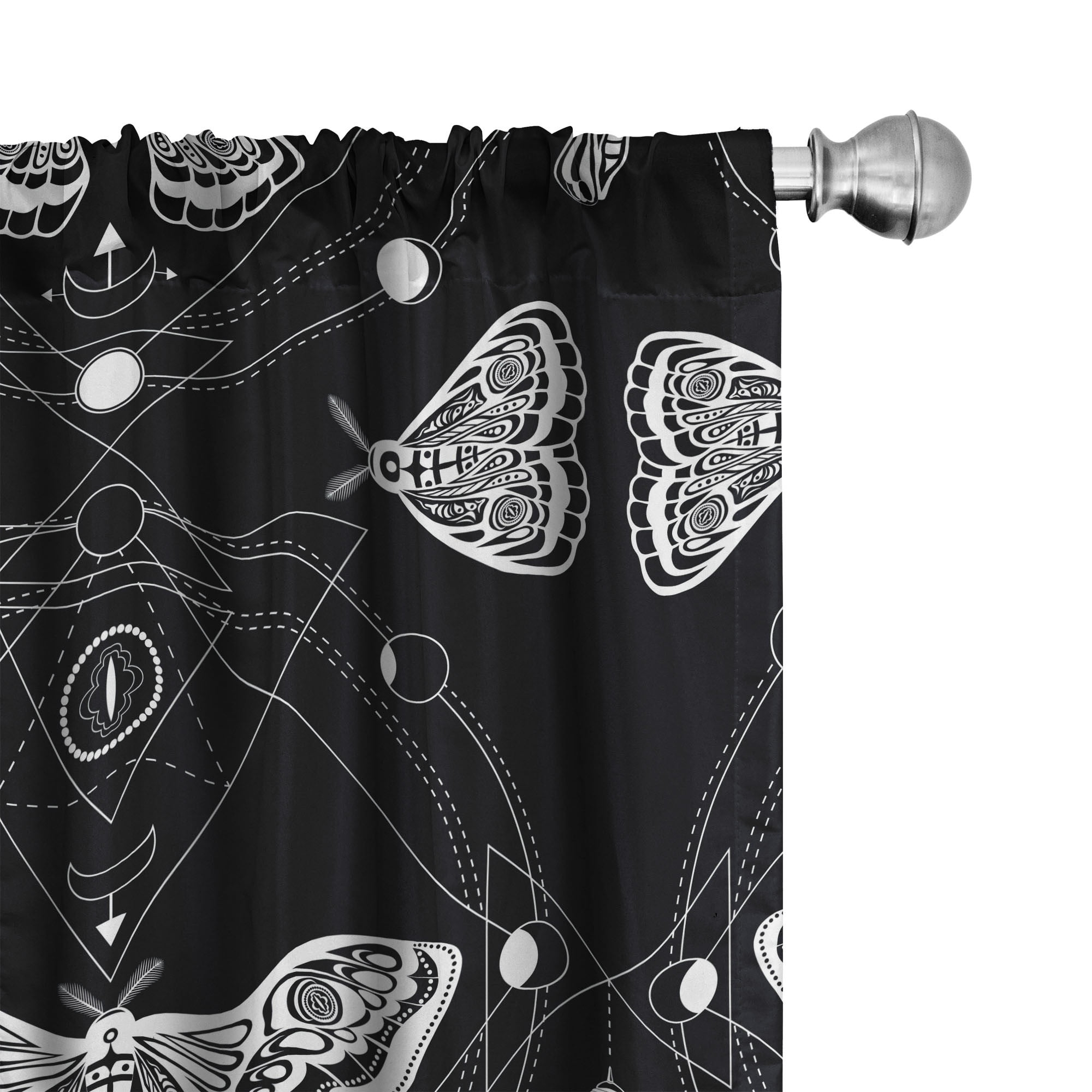 Ambesonne Lunar Moth Curtains, Medieval Astrology Print, Pair of 28"x63 ...