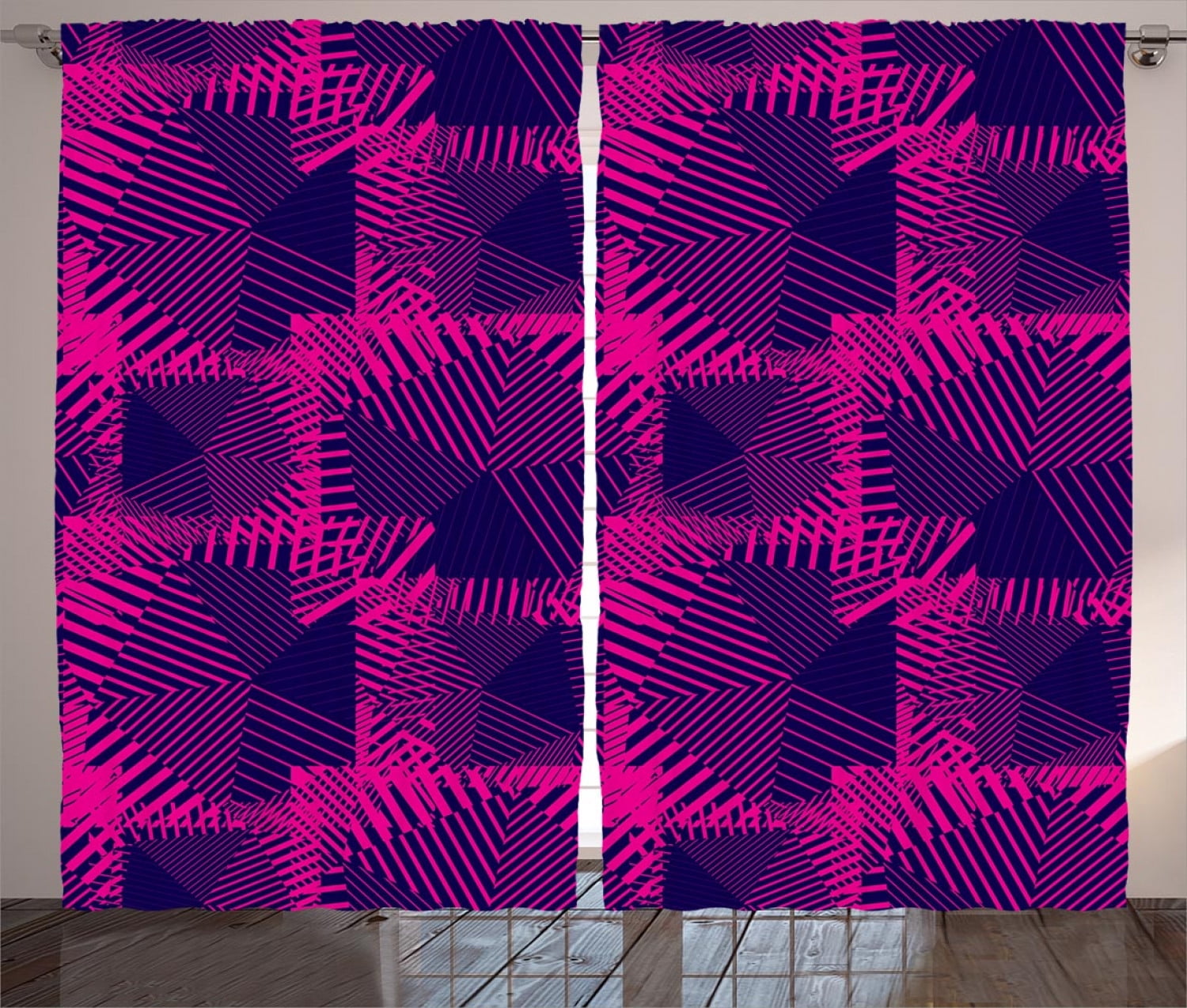 Ambesonne Magenta Curtains 2 Panel Set, Dark Colored Trippy, 108" x 84 ...