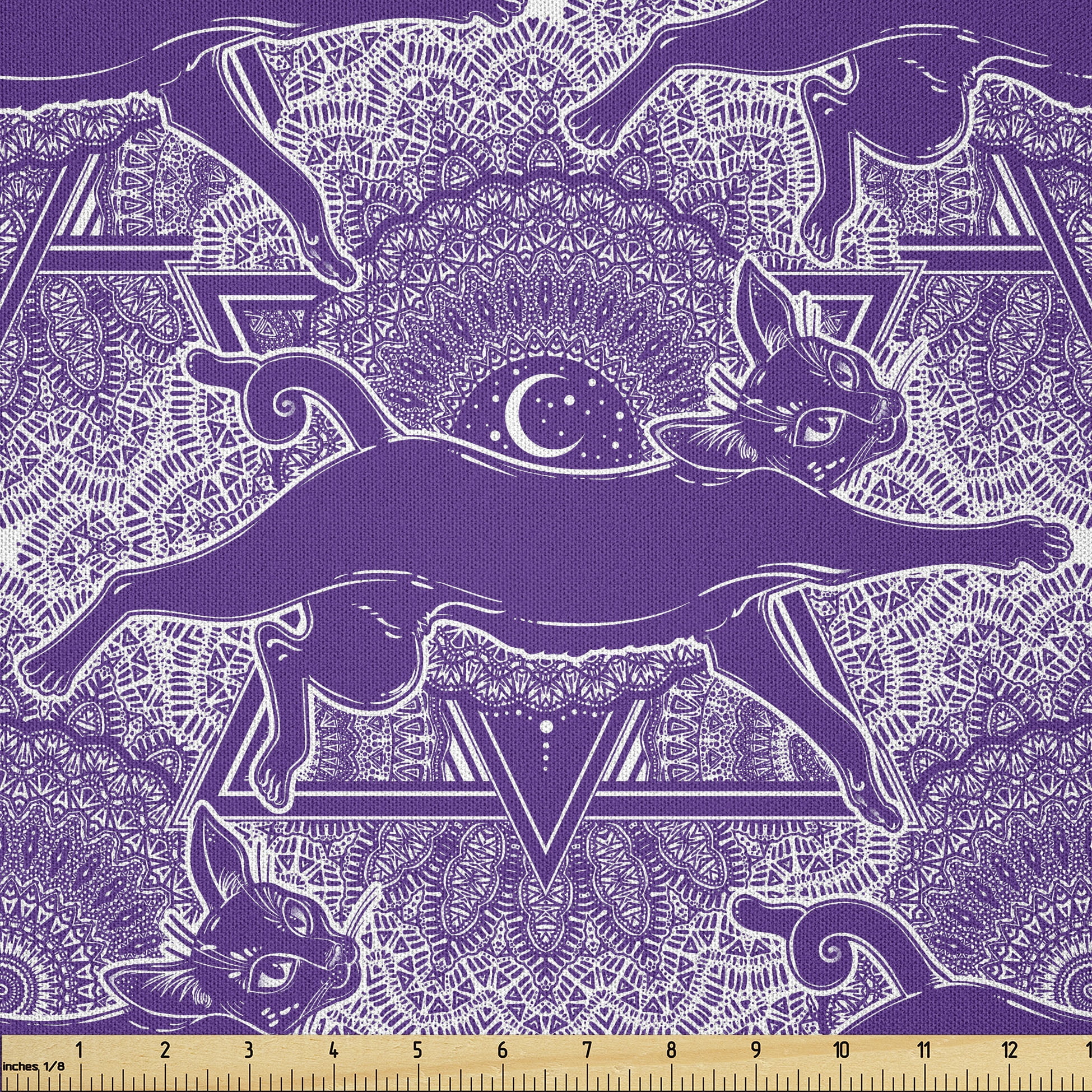 Ambesonne Magic Moon Fabric by the Yard Microfiber, Monochrome Esoteric ...
