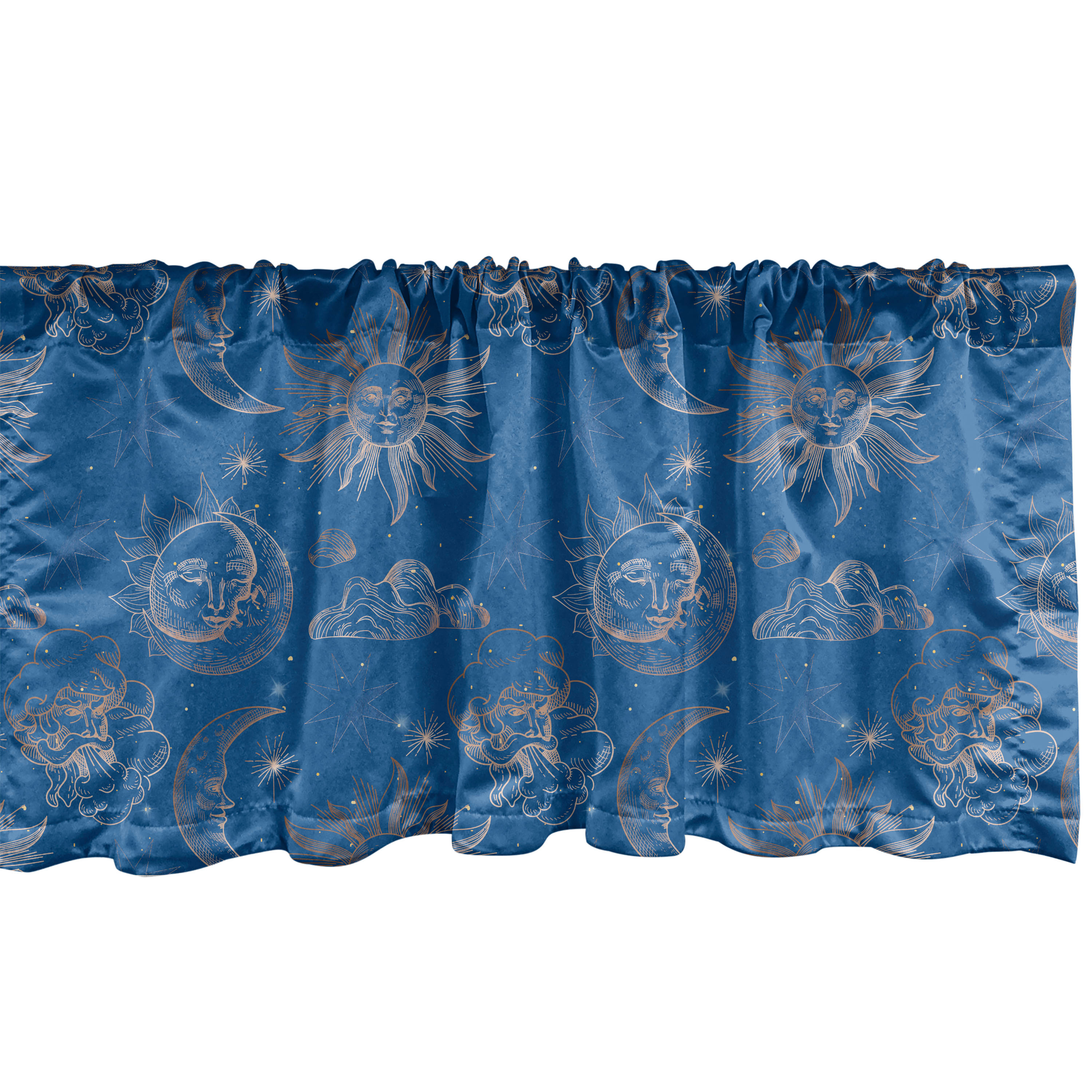 Ambesonne Magic Moon Window Valance, Monochrome Celestial Sun, 54" X 12 ...