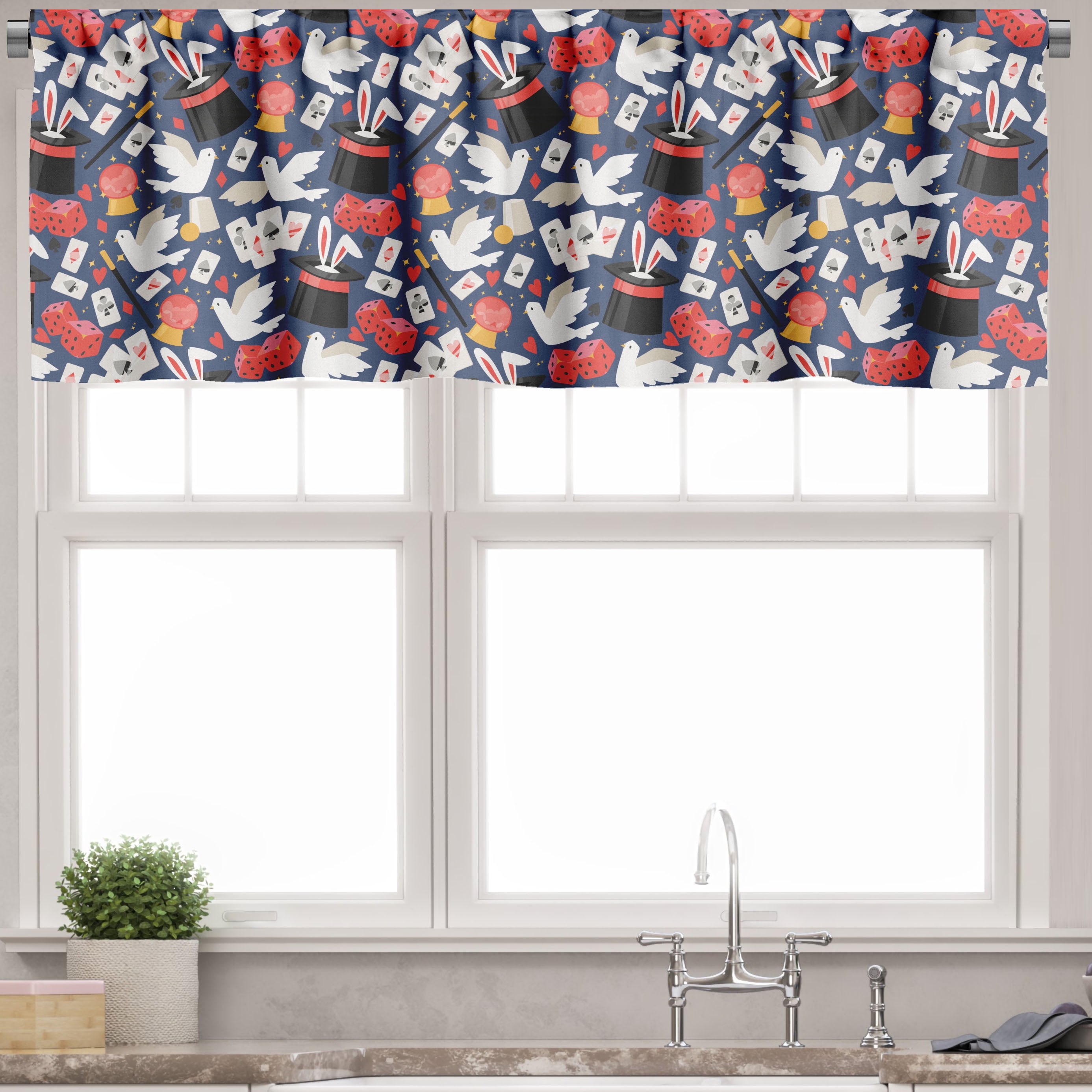 Ambesonne Magician Valance Pack of 2, Illusion Show Doodle, 54"X18 ...